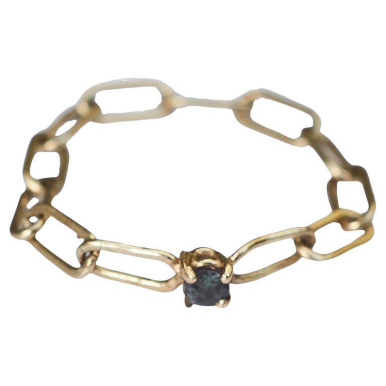 Natural Alexandrite Chain Ring 14K Gold Stackable J Dauphin For Sale at ...