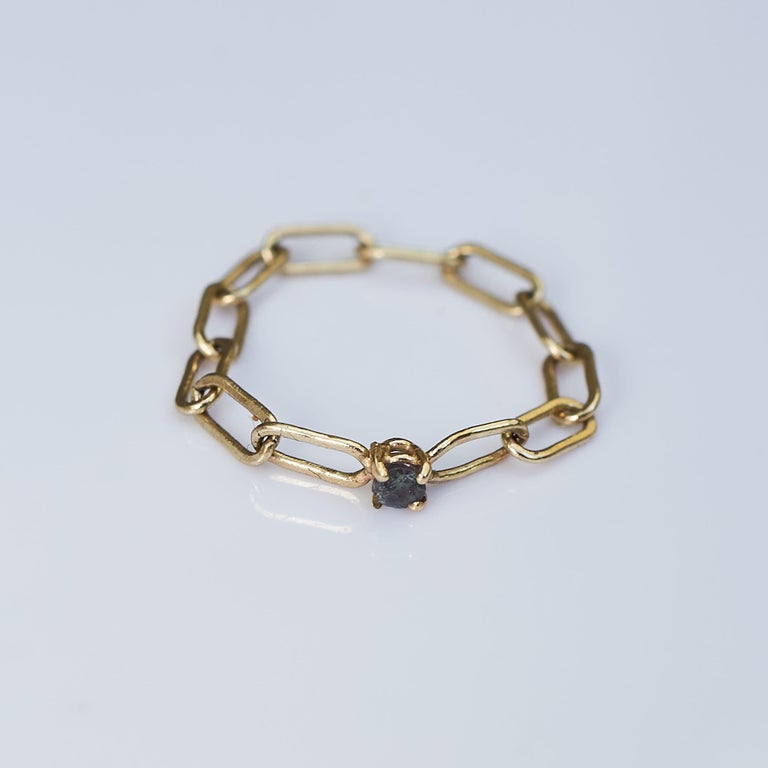 Natural Alexandrite Chain Ring 14K Gold Stackable J Dauphin For Sale at ...
