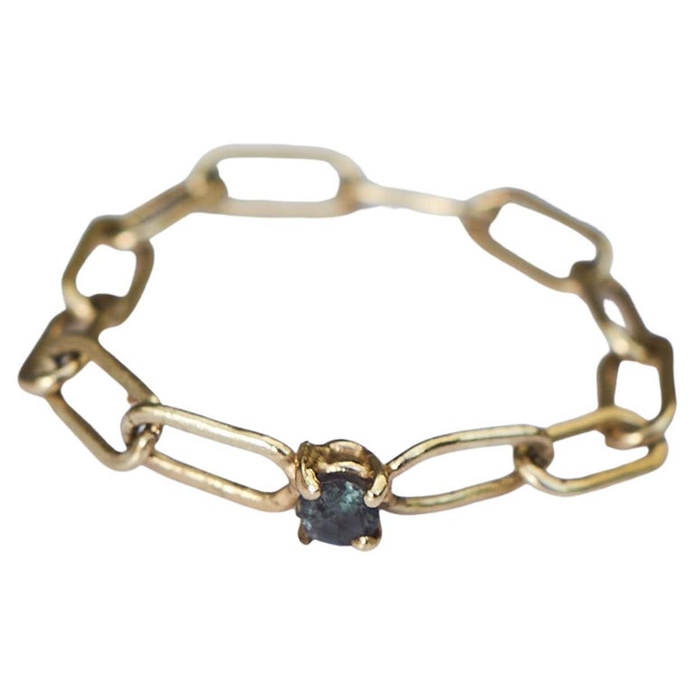 Natural Alexandrite Chain Ring 14K Gold Stackable J Dauphin For Sale at ...