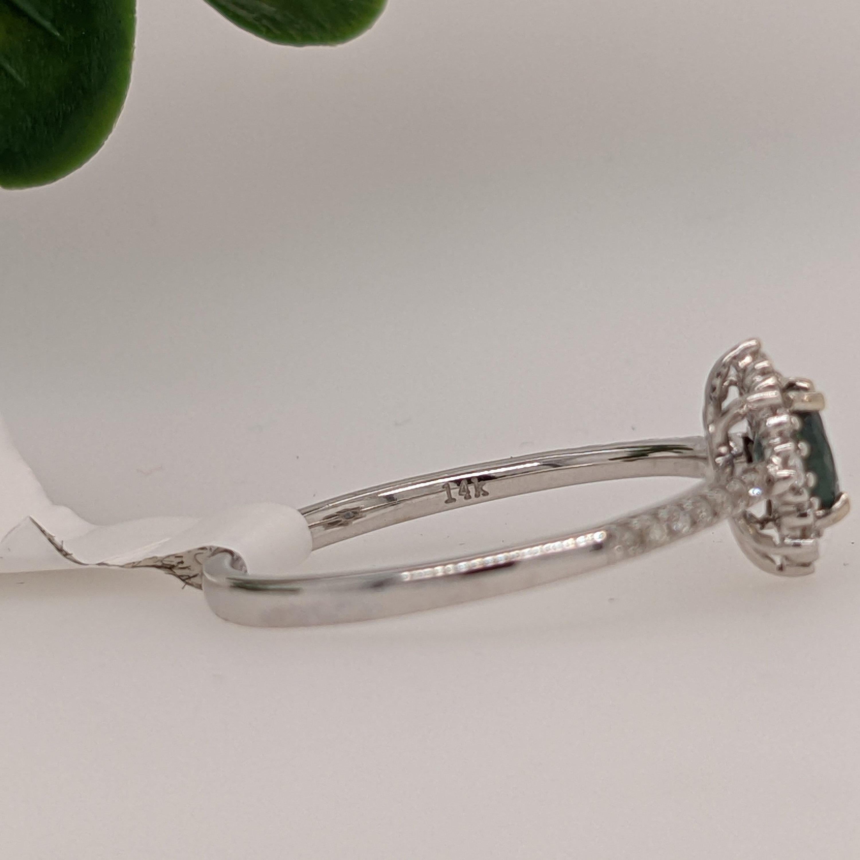 Natural Alexandrite Ring w Diamond Halo in Solid 14k White Gold Oval ...