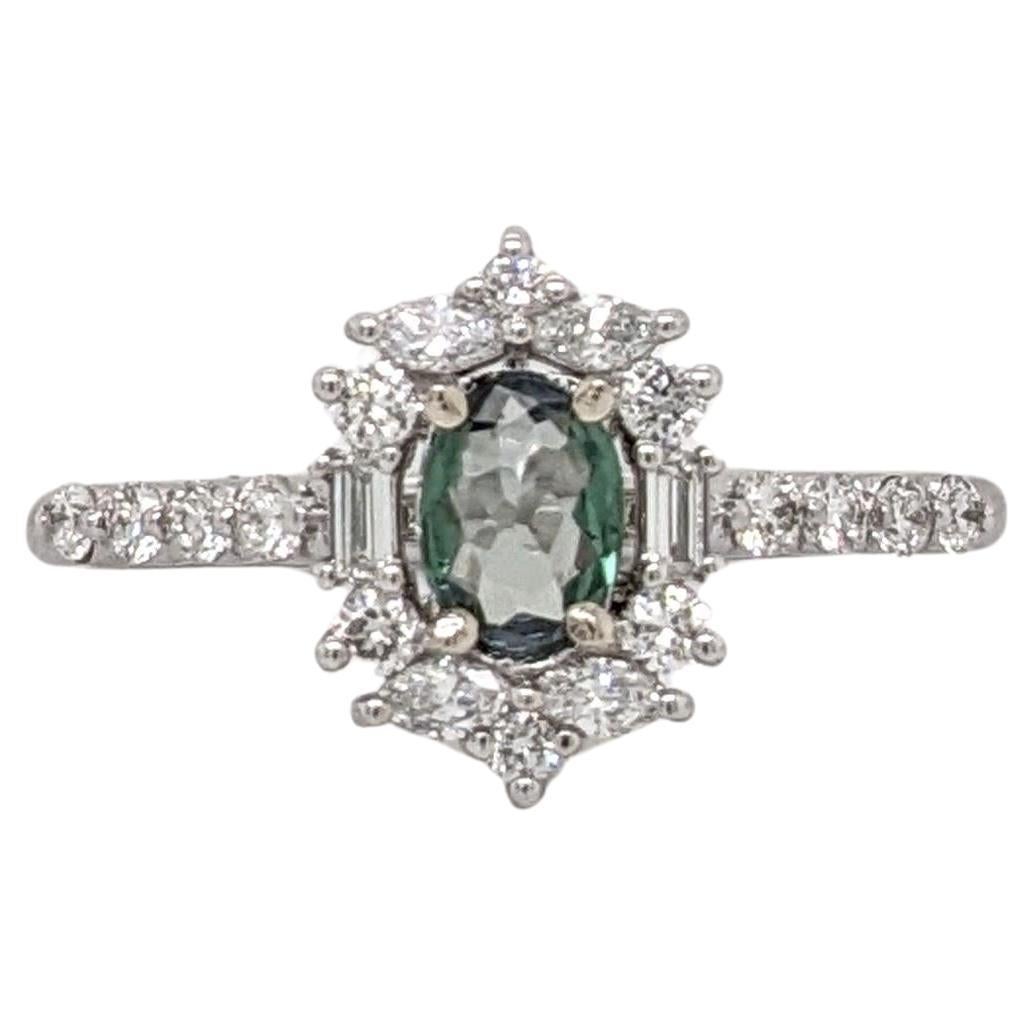 Natural Alexandrite Ring w Earth Mined Diamonds in Solid 14K White Gold ...