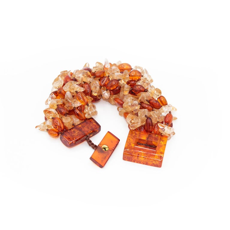 Natural Amber and Citrine Multistring Bracelet at 1stDibs