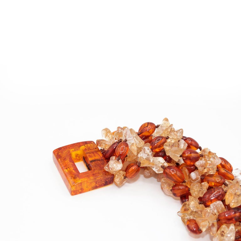 Natural Amber and Citrine Multistring Bracelet at 1stDibs
