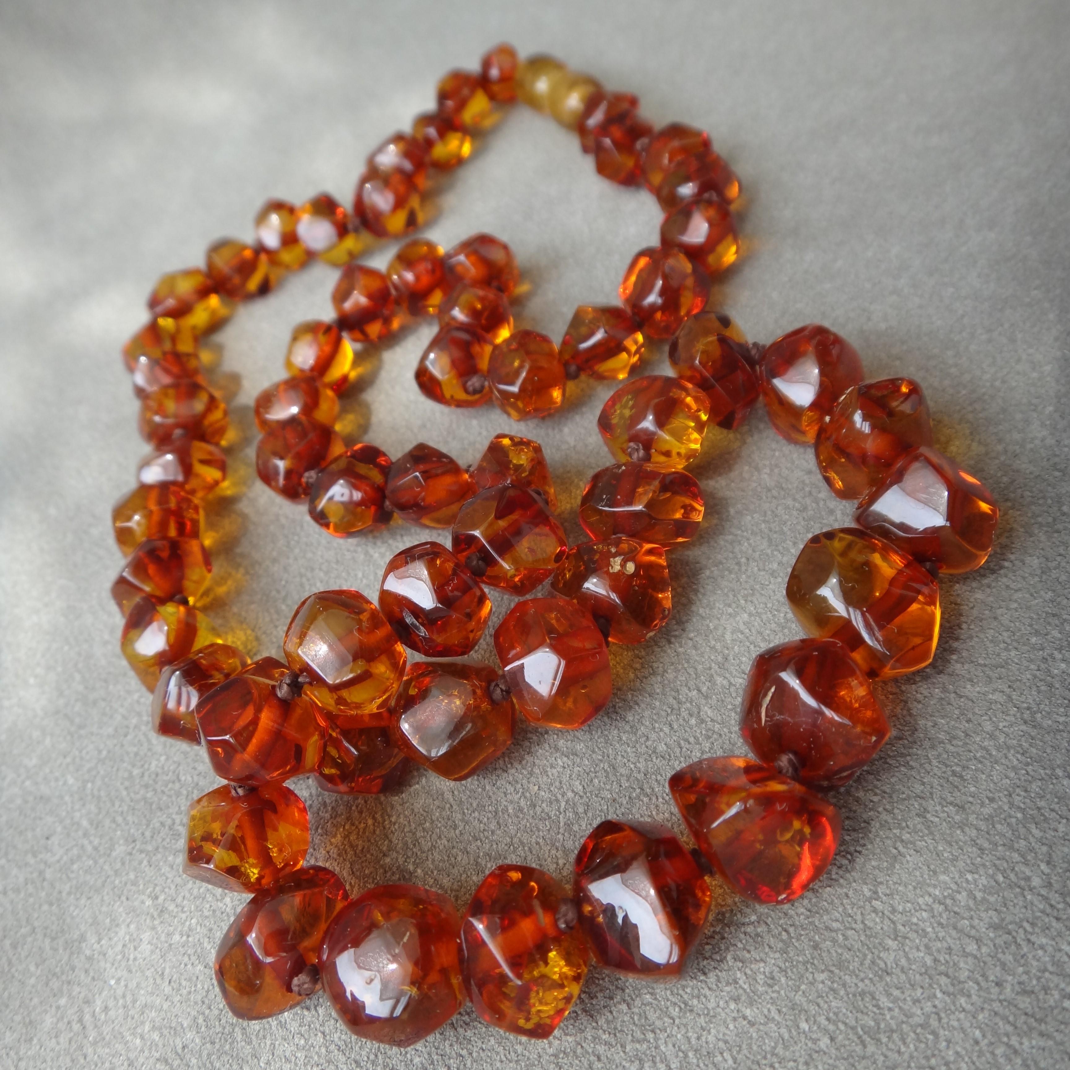 Natural Amber Necklace at 1stDibs | amber chip necklace, faceted amber ...