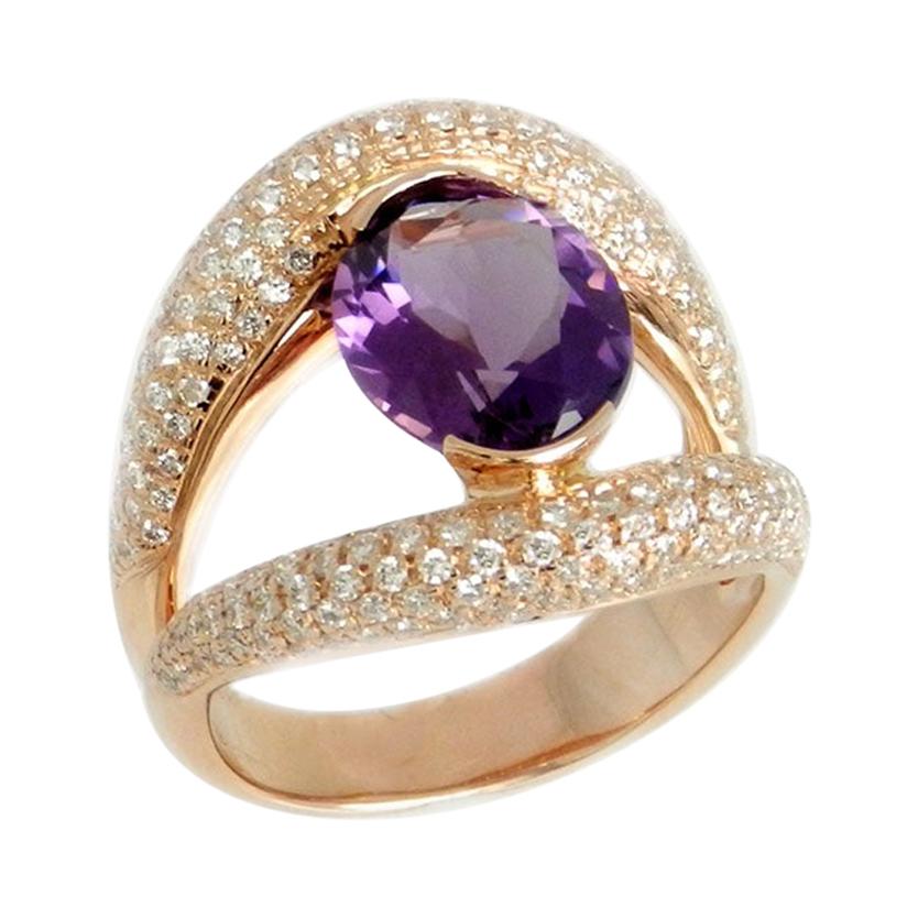 Natural Pink Diamond Rose Gold Fashion Cocktail Right Hand Ring at ...