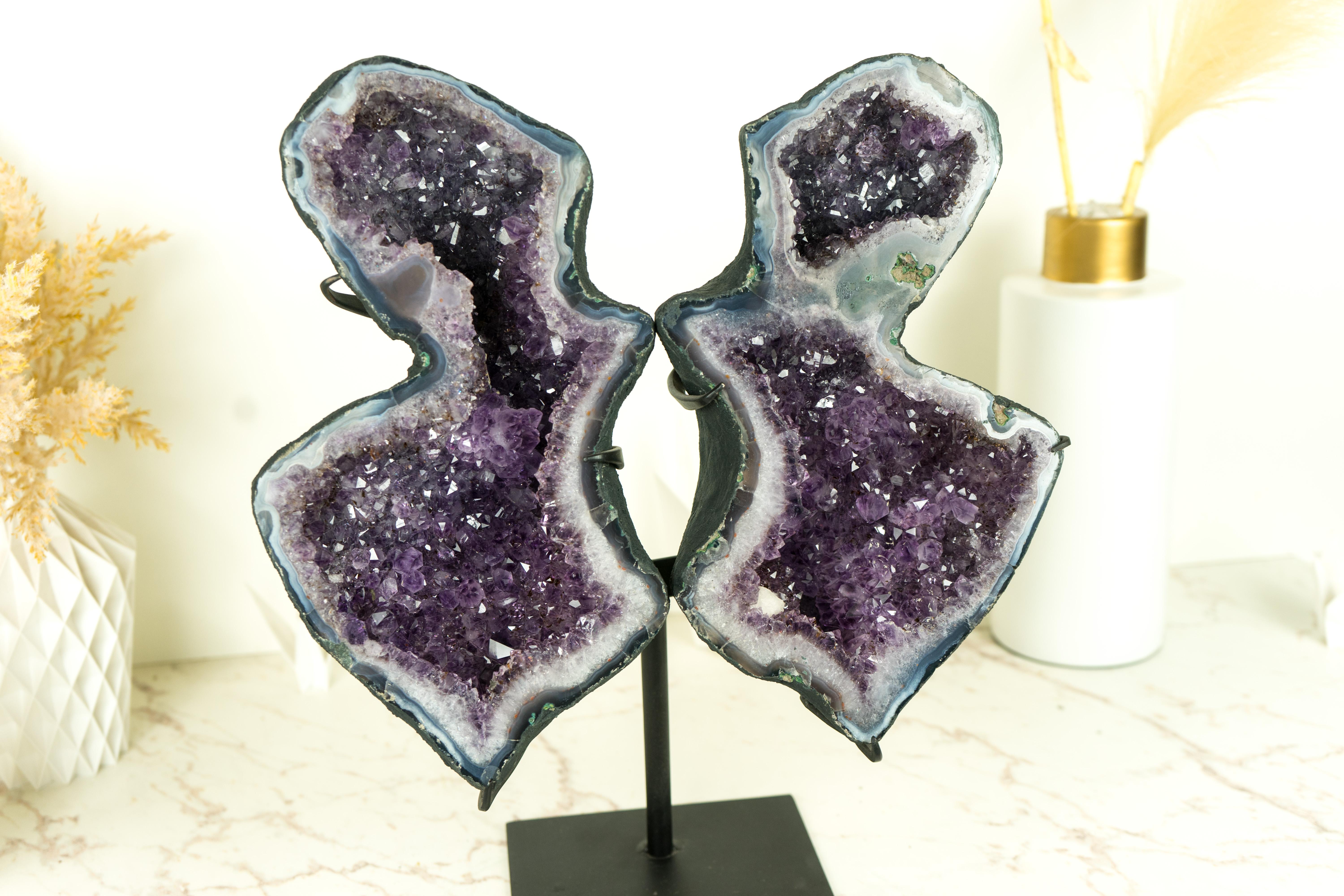 Natural Amethyst Butterfly Angel Wings Geode, A Natural Sculpture For ...