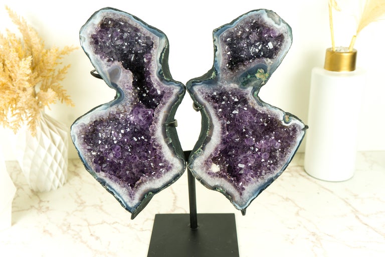 Natural Amethyst Butterfly Angel Wings Geode, a Natural Sculpture For ...
