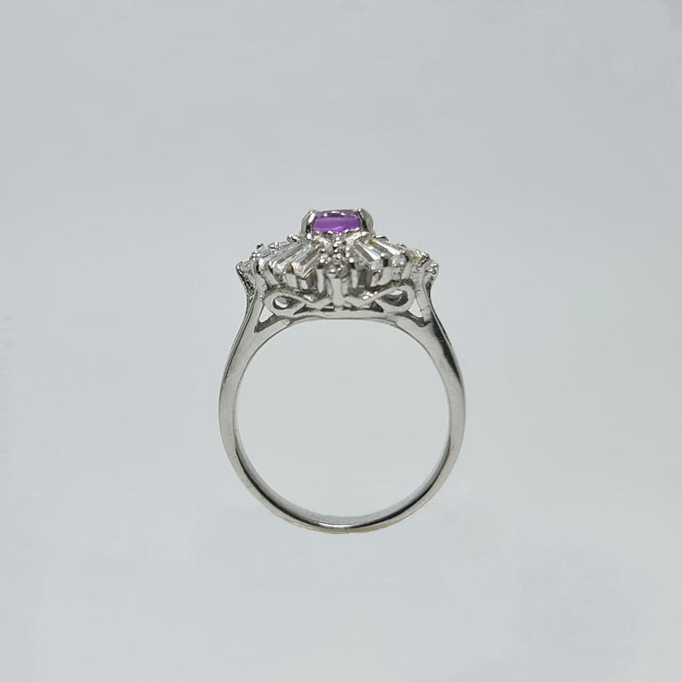 Natural Amethyst Cubic Zirconia 925 Sterling Silver Rhodium Plated