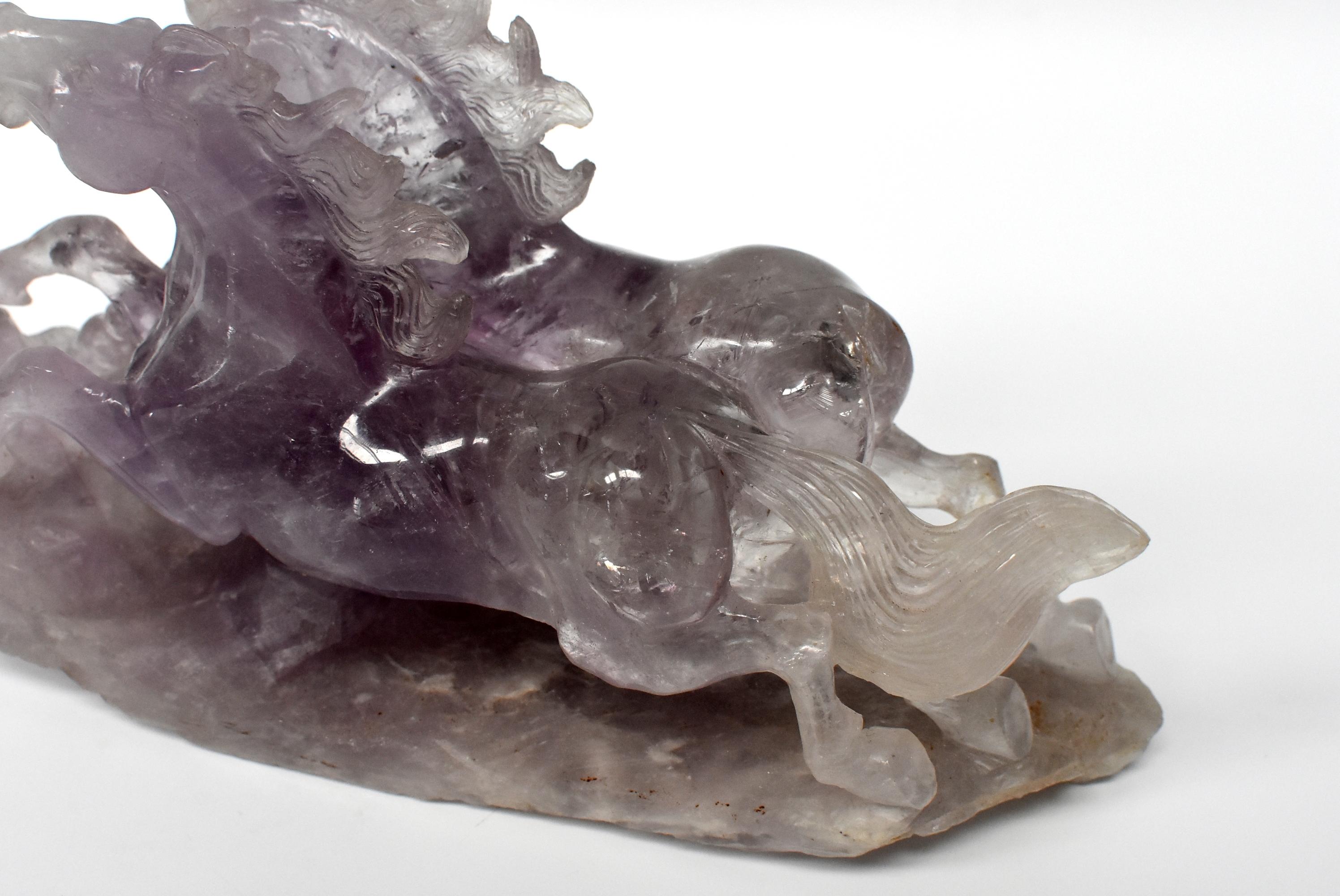 Natural Amethyst Horses Statue, Sculpture at 1stDibs
