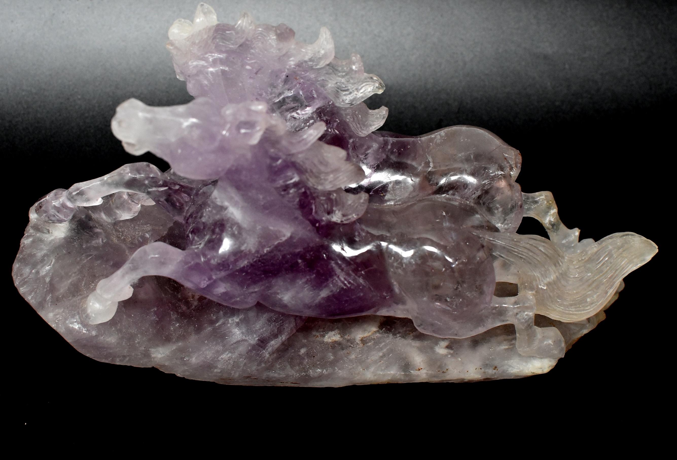 Natural Amethyst Horses Statue, Sculpture at 1stDibs