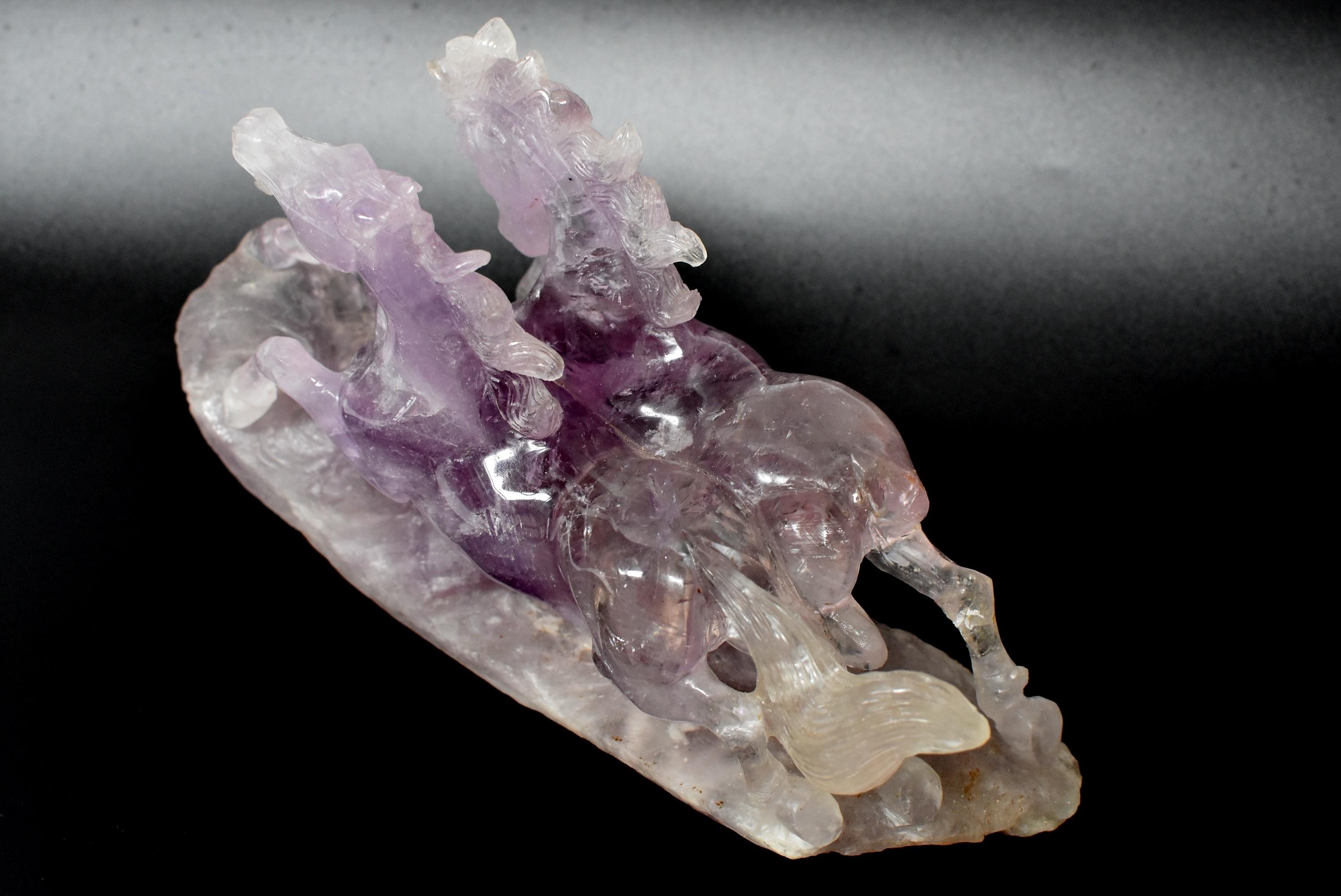 Natural Amethyst Horses Statue, Sculpture at 1stDibs