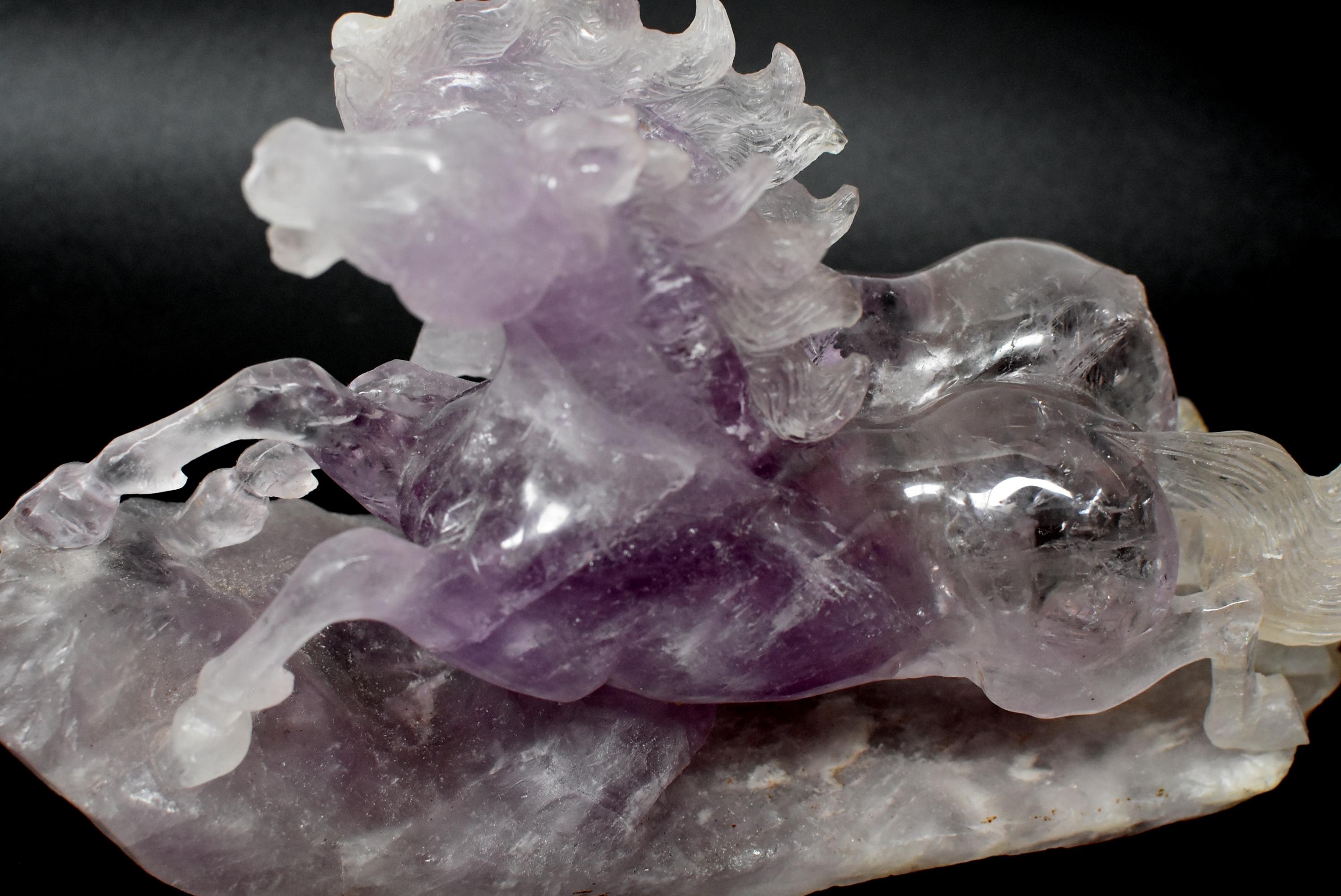 Natural Amethyst Horses Statue, Sculpture at 1stDibs
