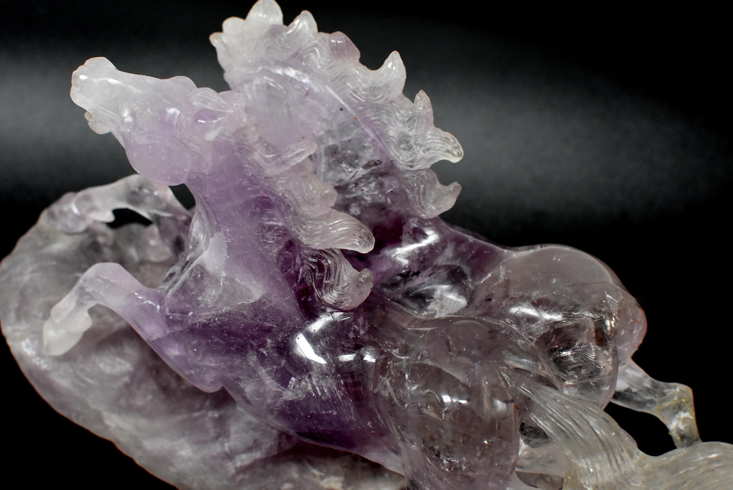 Natural Amethyst Horses Statue, Sculpture at 1stDibs