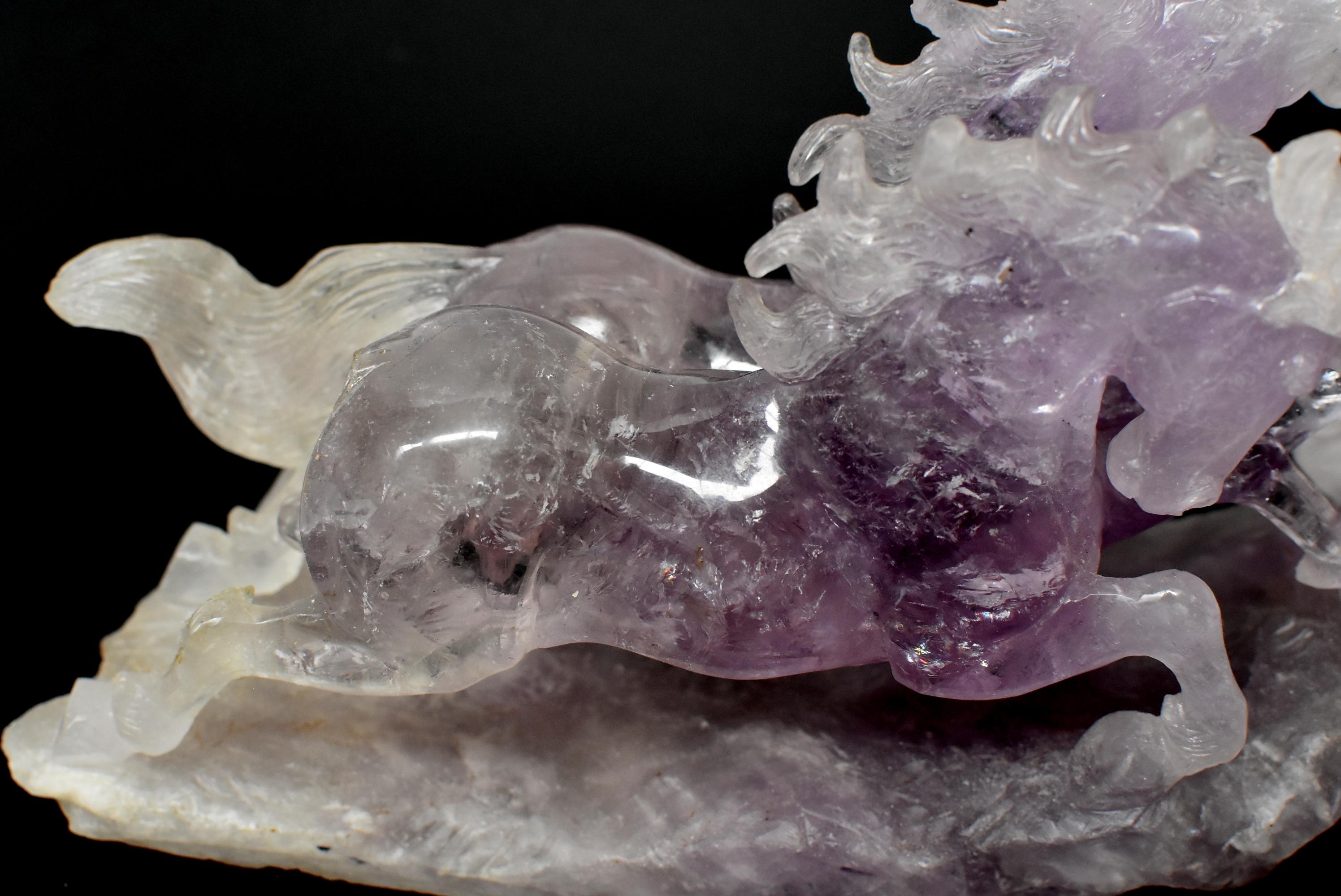 Natural Amethyst Horses Statue, Sculpture at 1stDibs