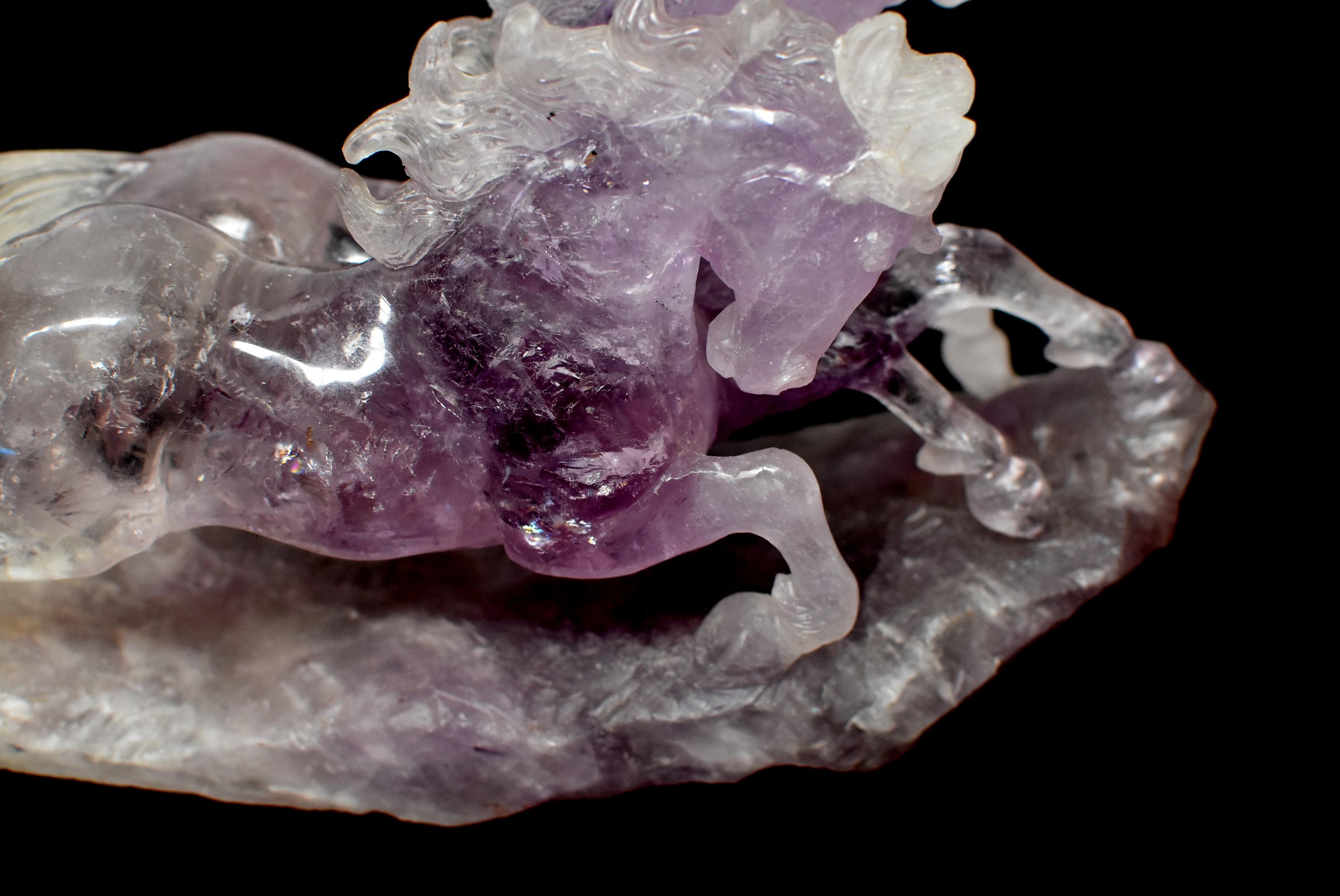 Natural Amethyst Horses Statue, Sculpture at 1stDibs