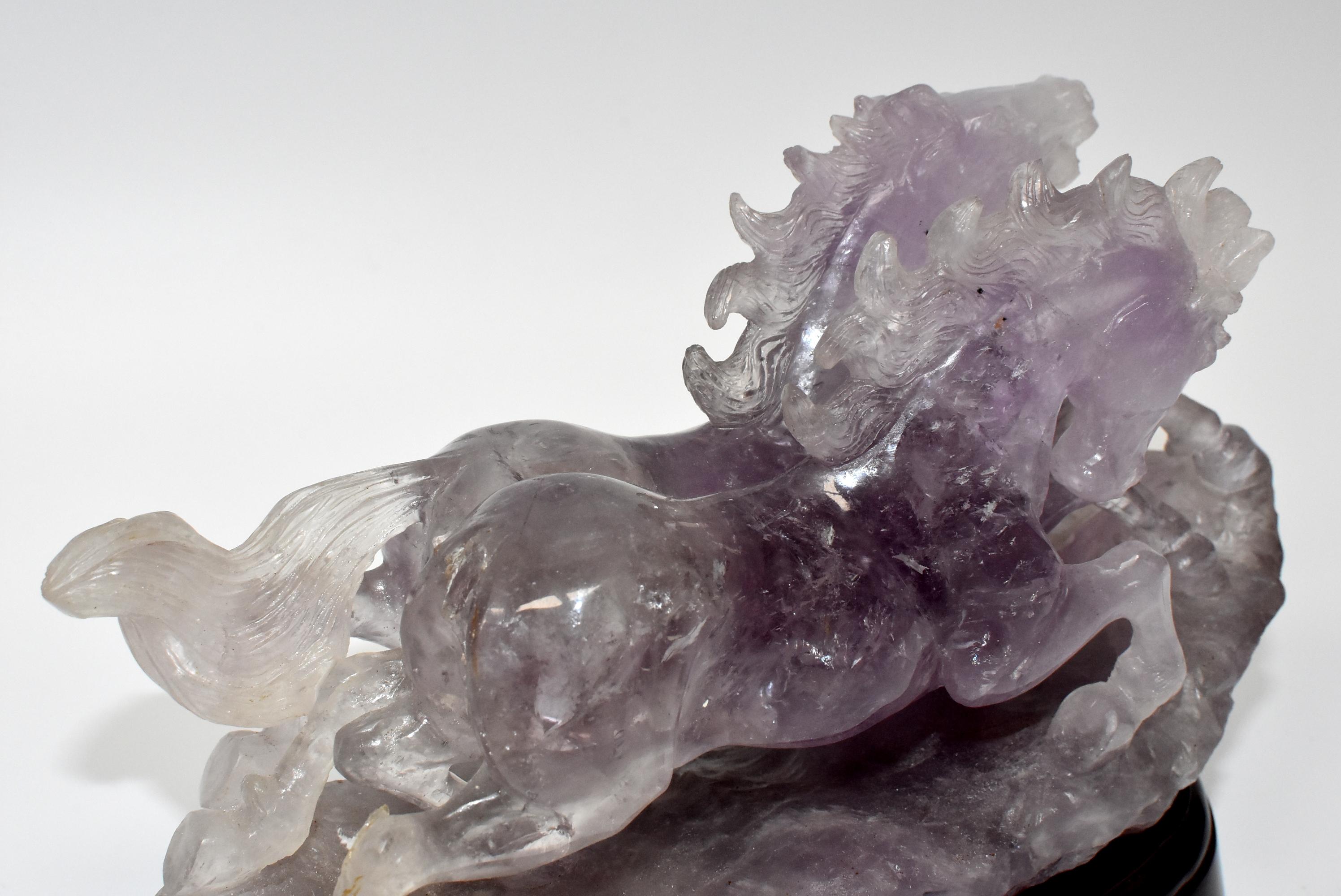 Natural Amethyst Horses Statue, Sculpture at 1stDibs
