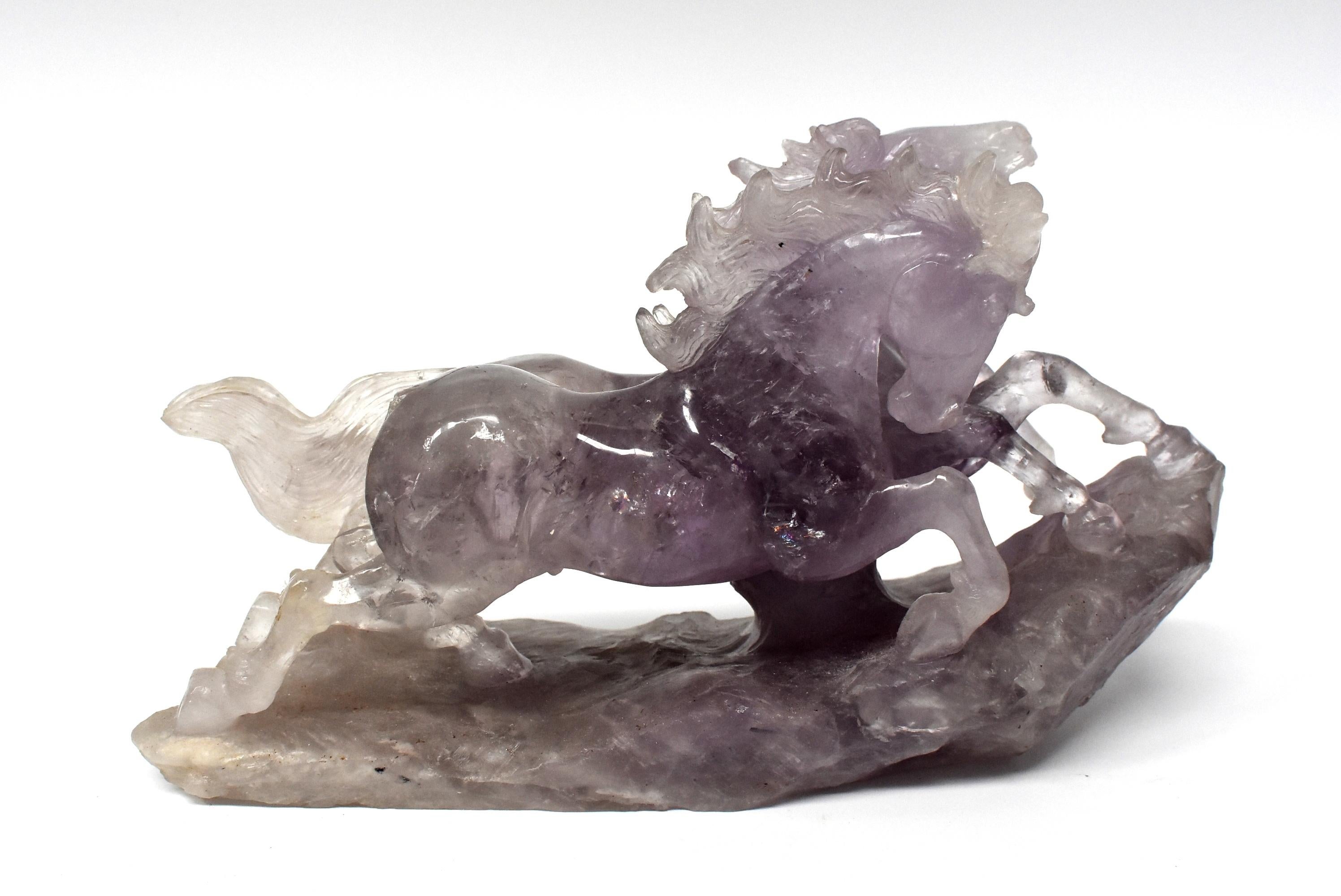 Natural Amethyst Horses Statue, Sculpture at 1stDibs