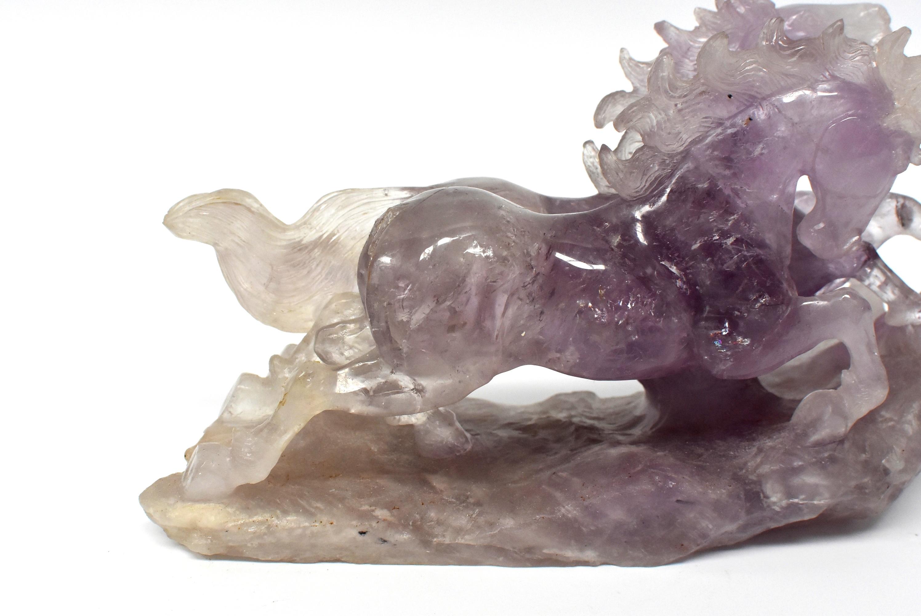 Natural Amethyst Horses Statue, Sculpture at 1stDibs