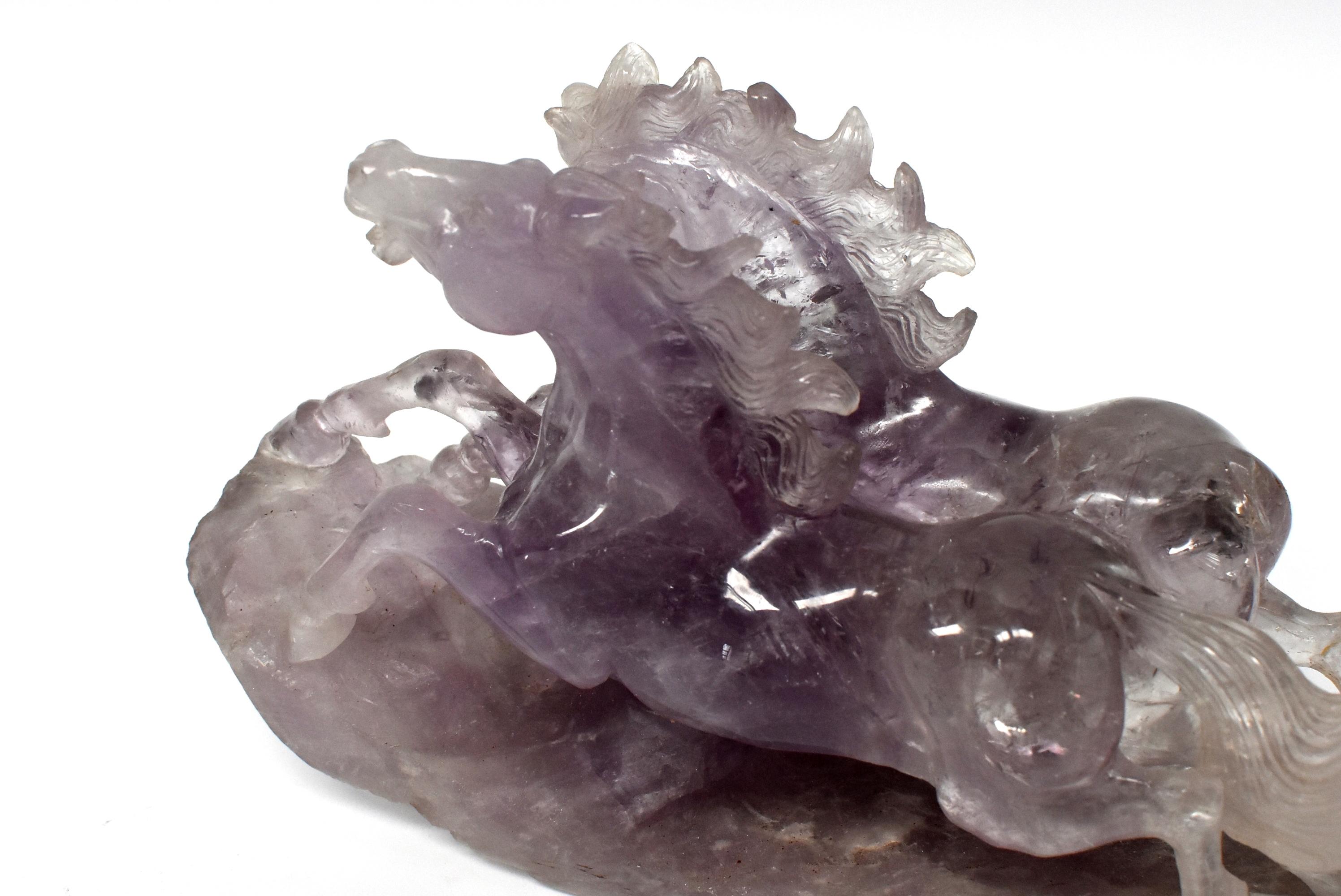 Natural Amethyst Horses Statue, Sculpture at 1stDibs