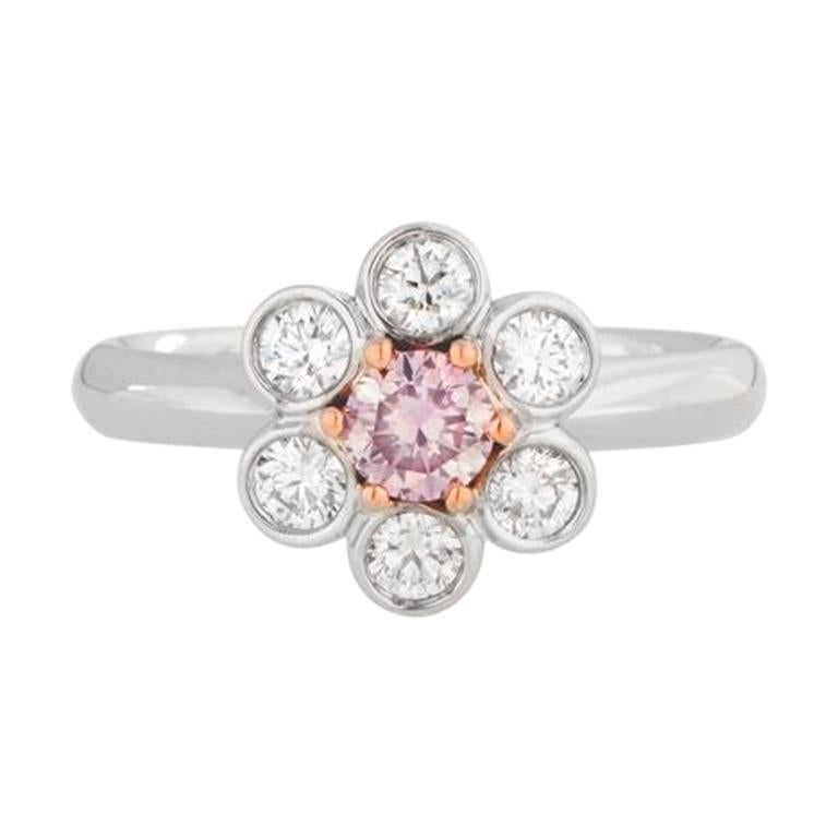 Natural Argyle Pink and White Diamond Floral Cluster Engagement Ring For Sale at 1stDibs | pink ...