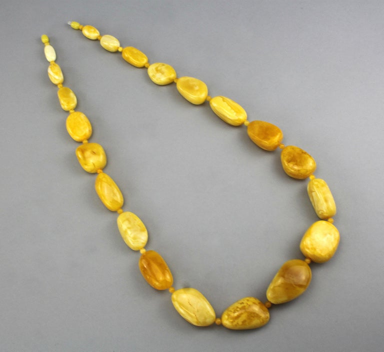 Natural Baltic White Amber Necklace For Sale at 1stDibs