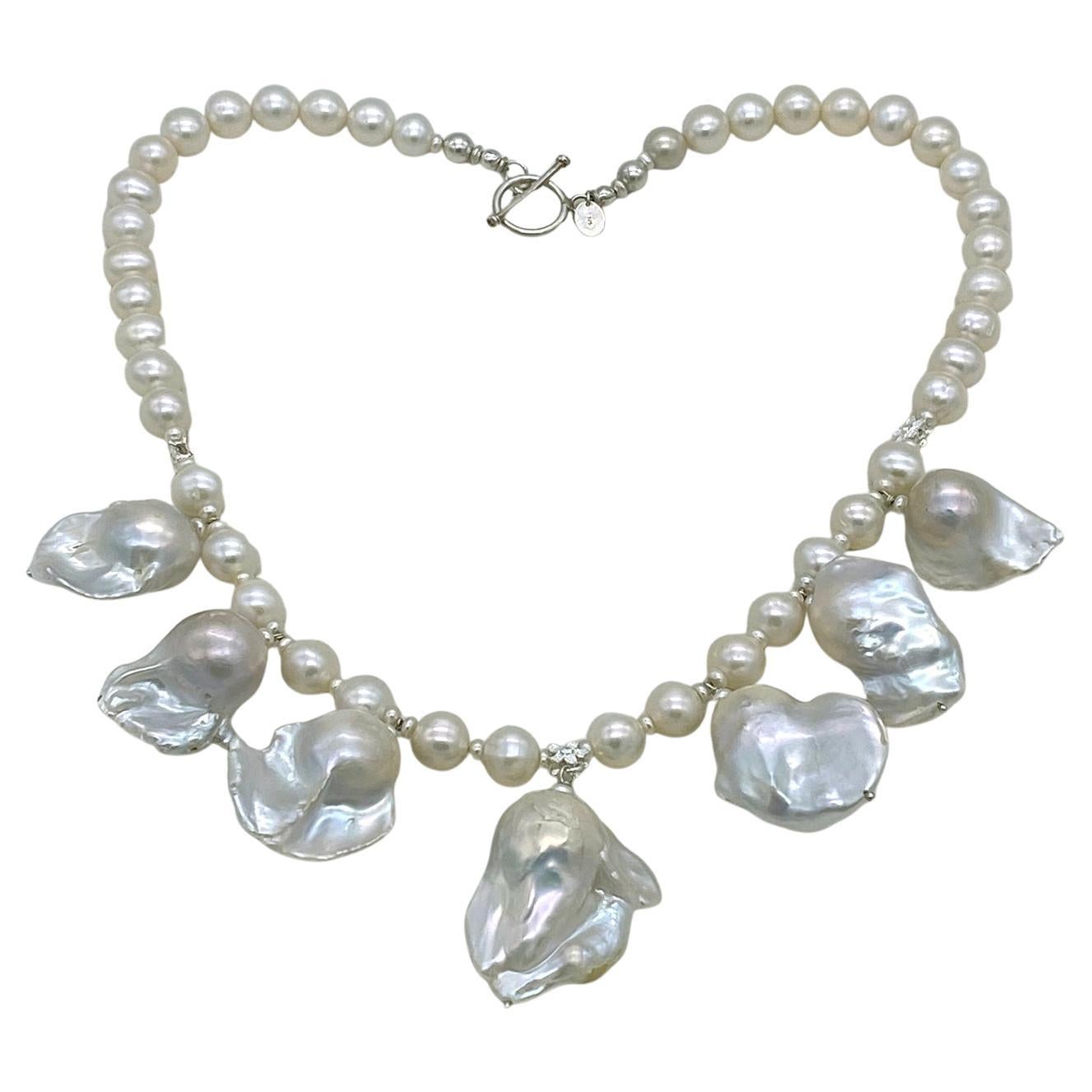 Natural Baroque Fireball Pearl Pendant Necklace For Sale at 1stDibs