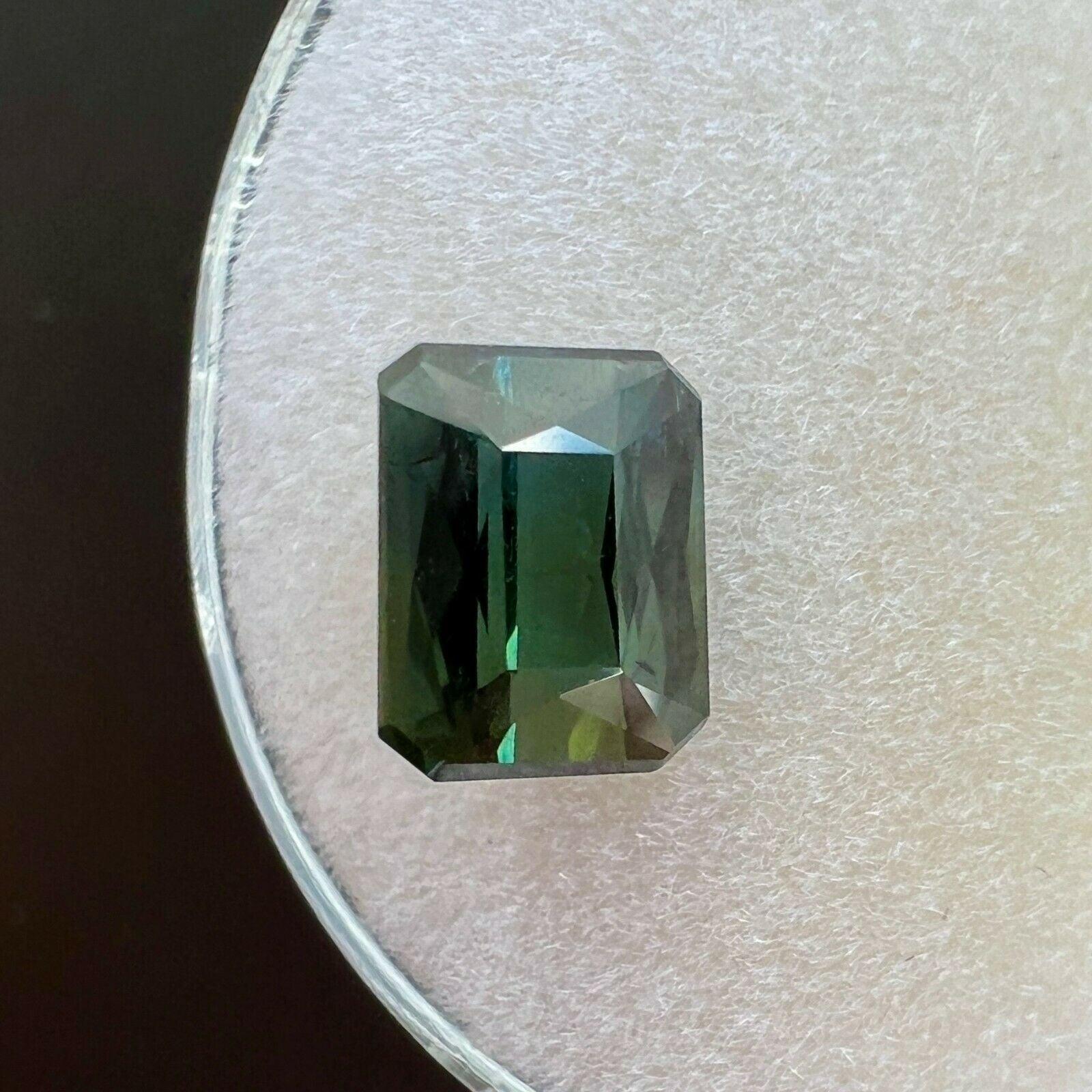 Natural Bi Colour Tourmaline 1.57ct Green Blue Emerald Cut Rare Gem For Sale at 1stDibs