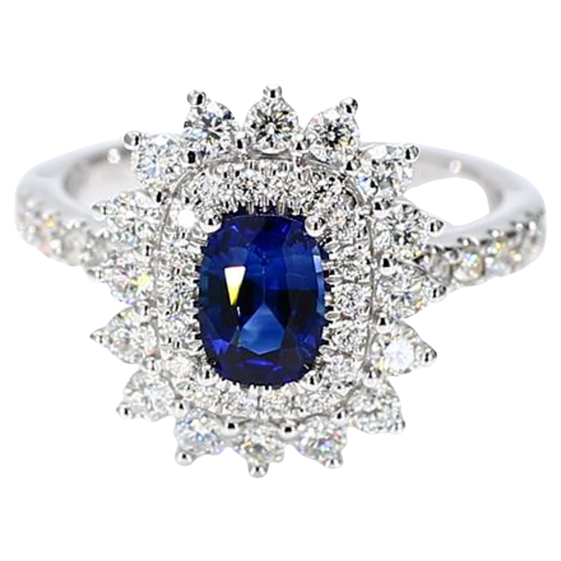 4.05 Carat Blue Sugarloaf Cushion Sapphire Diamond Deco Style Ring ...