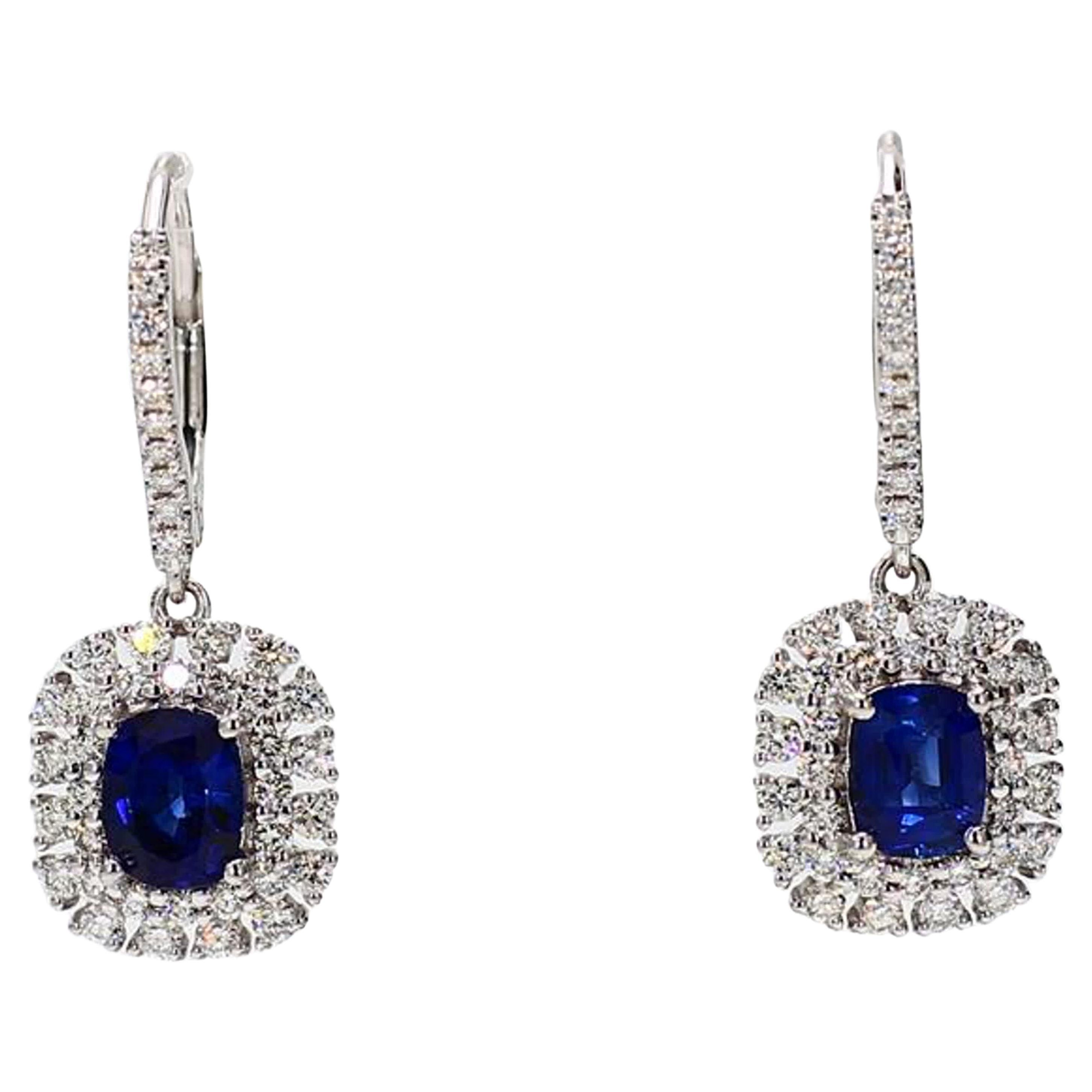 26 Carat Royal Blue Sapphire and Diamond White Gold Earrings For Sale ...