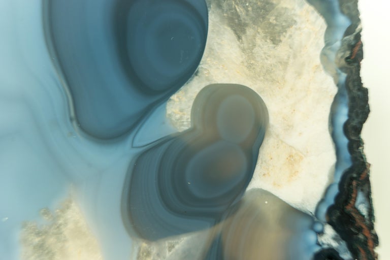 Natural Blue Lace Agate Geode Sculpture with Calcite Inclusions For ...