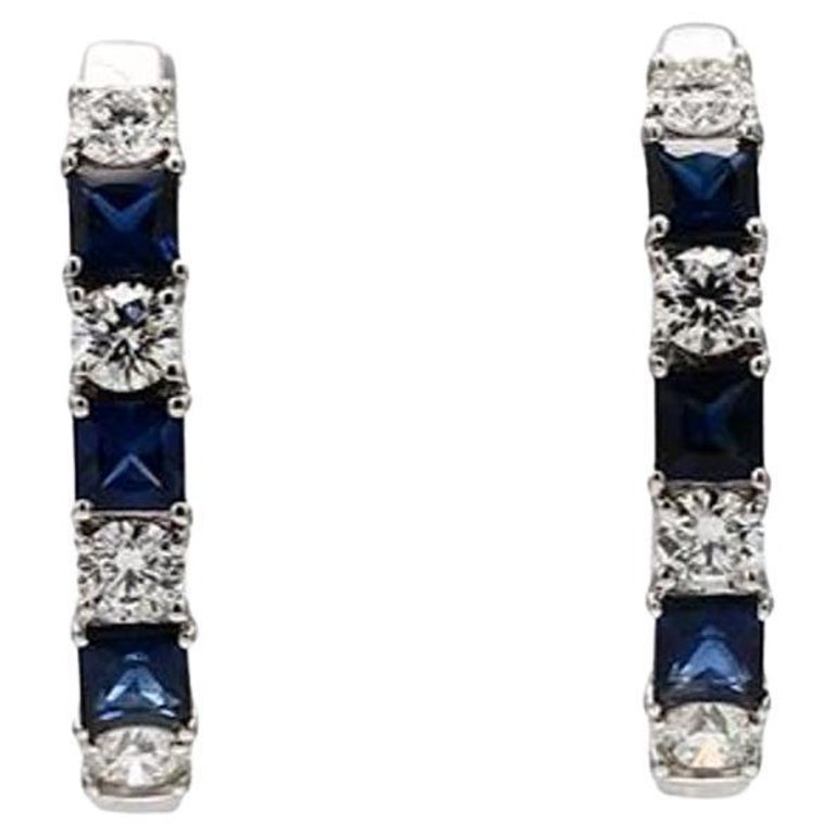 Natural Blue Round Sapphire and White Diamond 2.28 Carat TW White Gold ...