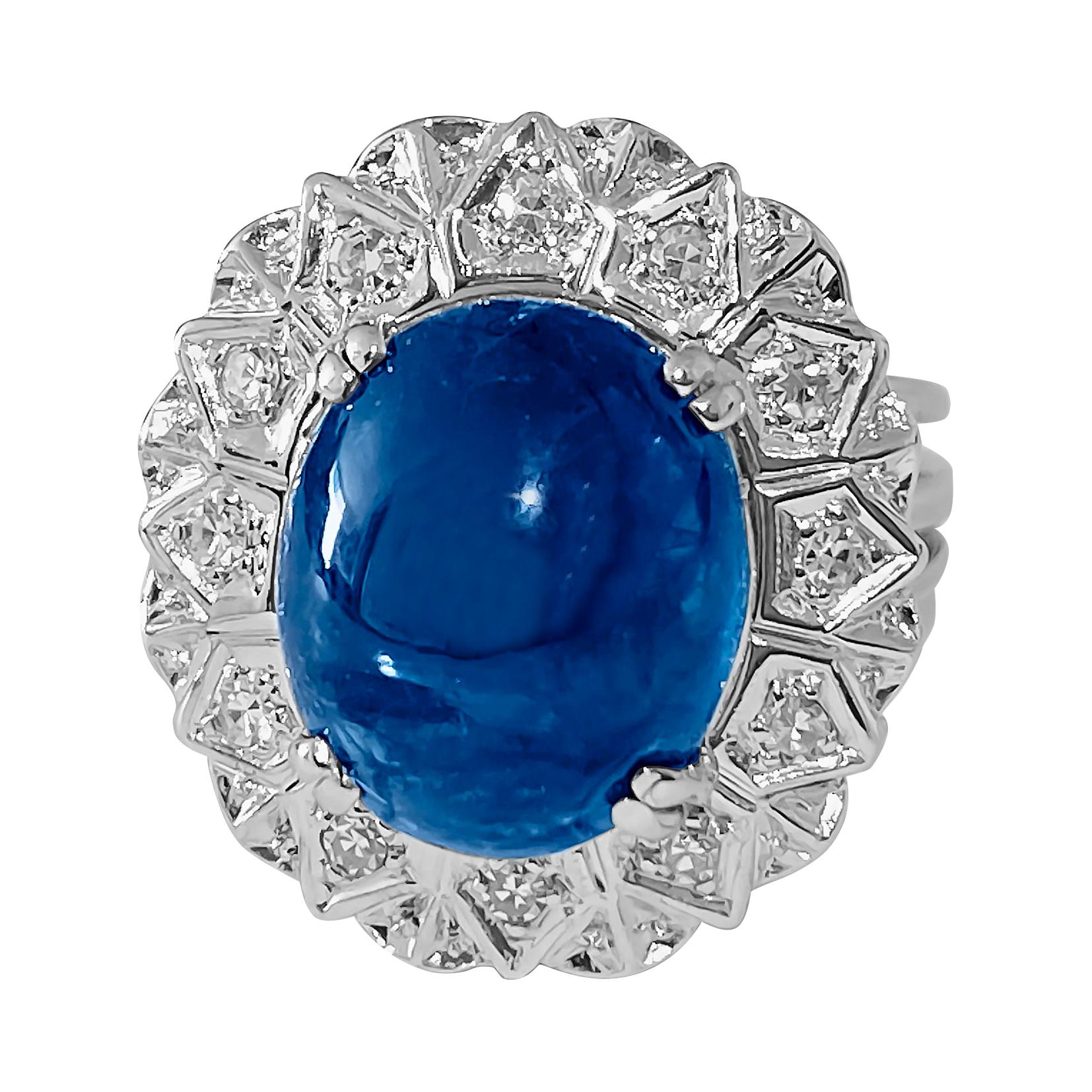 Petri Natural Light Blue Sapphire and Diamond Platinum Ring at 1stDibs