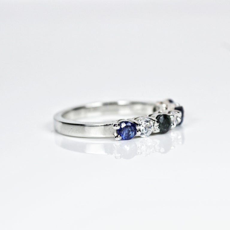 Natural Blue Sapphire Half Eternity Ring For Sale at 1stDibs