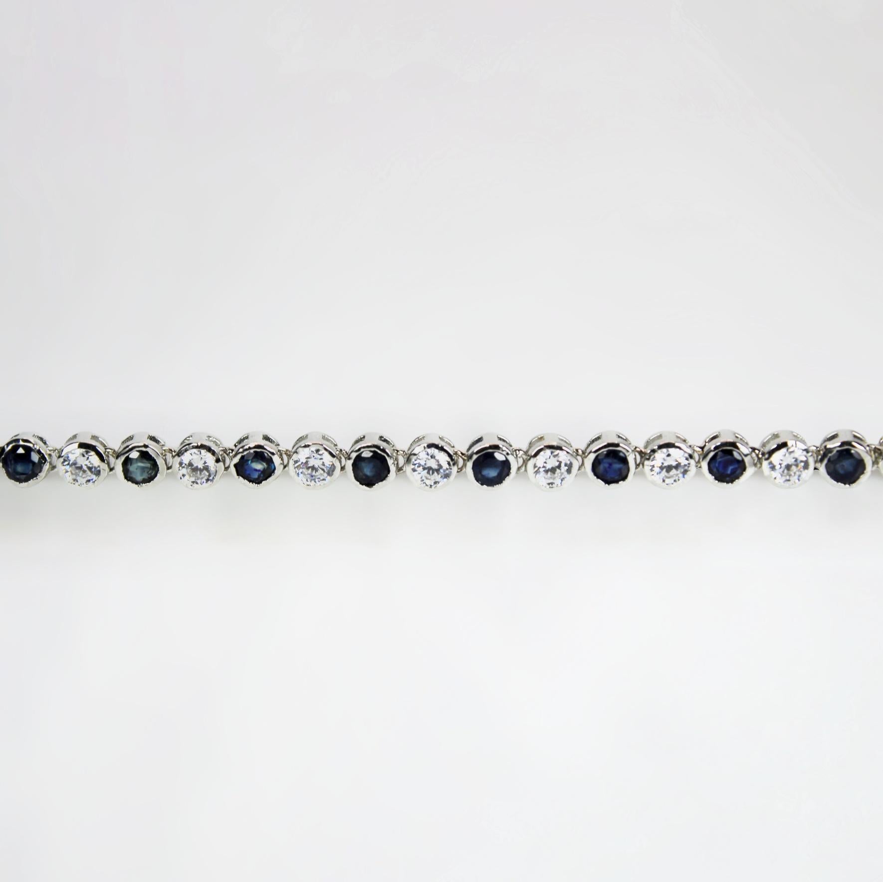 Natural Blue Sapphire Tennis Bracelet For Sale at 1stDibs