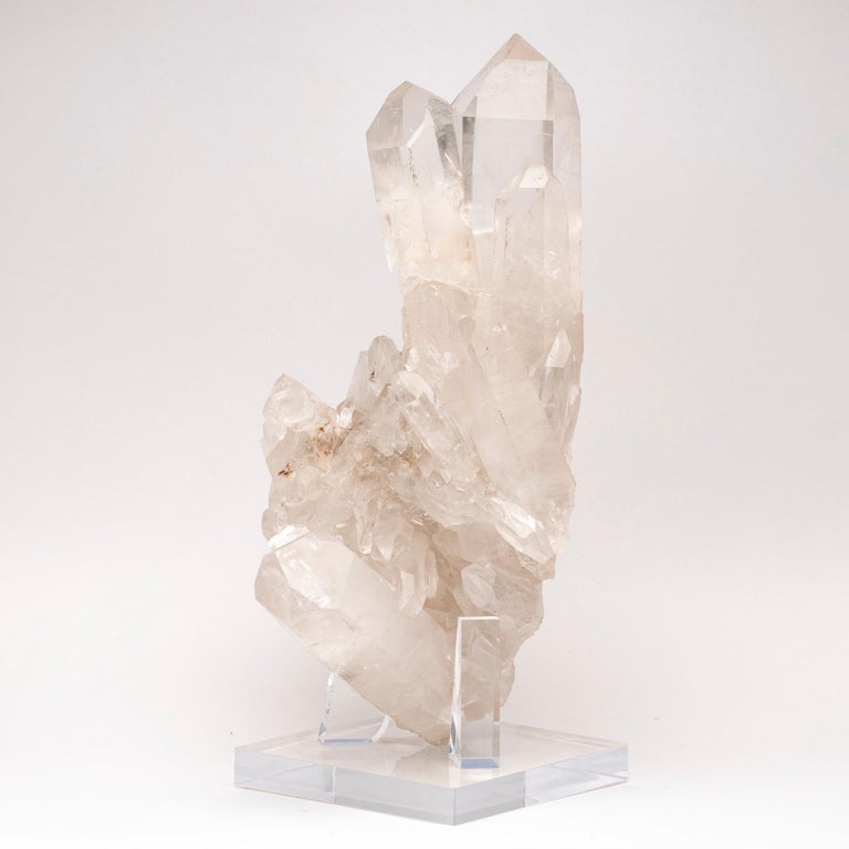 Natural Brazilian Quartz Multipoint Specimen Mounted on Custom Acrylic ...