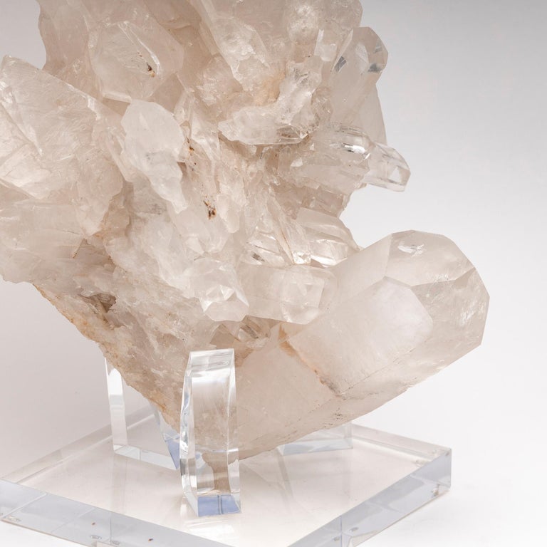 Natural Brazilian Quartz Multipoint Specimen Mounted on Custom Acrylic ...