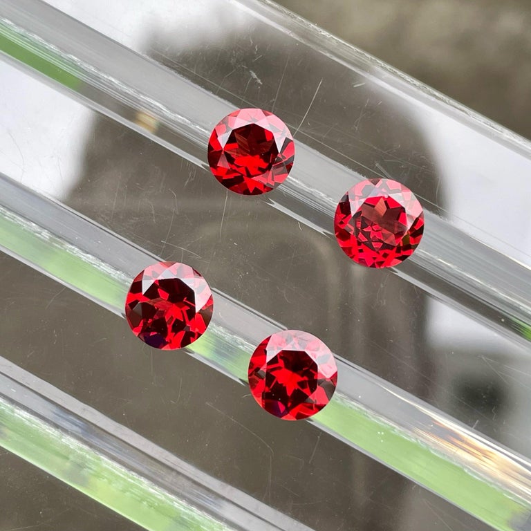 Natural Bright Red Rhodolite Garnet Set 8.90 CTS Flawless Eye Clean ...