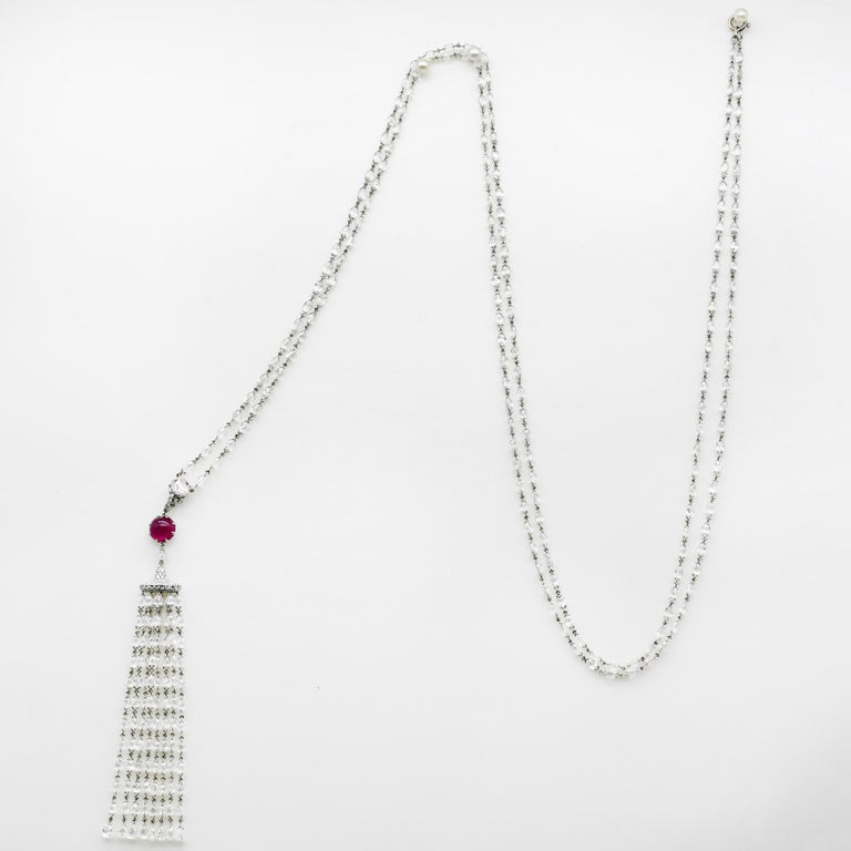 Natural Briolette Diamond Burma No Heat Ruby Long Pendent Necklace in ...