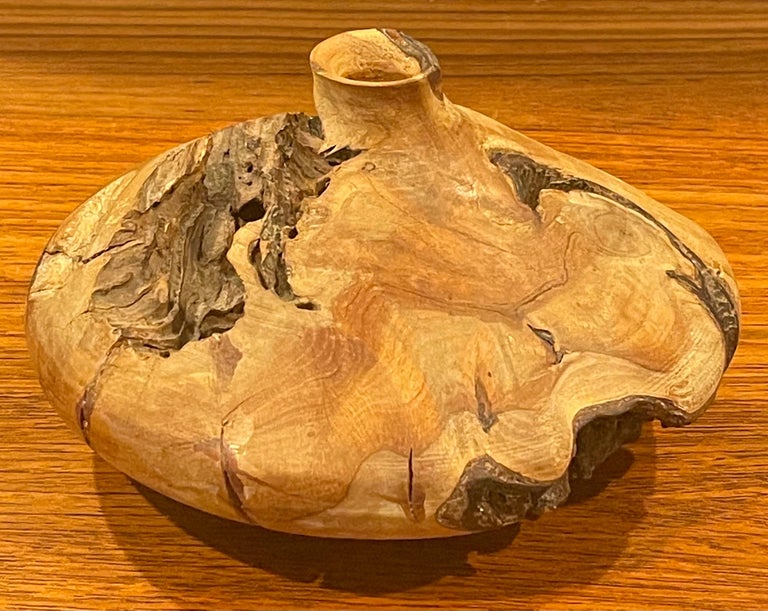 Natural Burl Wood Rustic Low Vase For Sale at 1stDibs