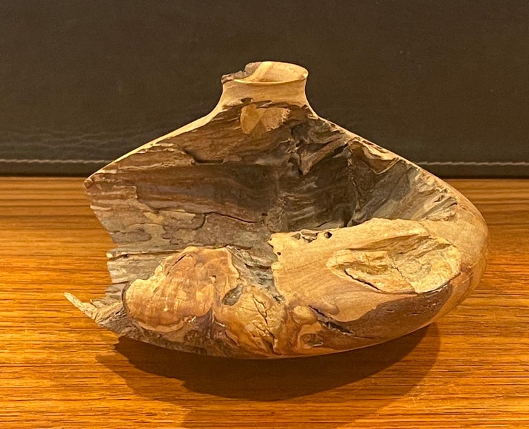 Natural Burl Wood Rustic Low Vase For Sale at 1stDibs