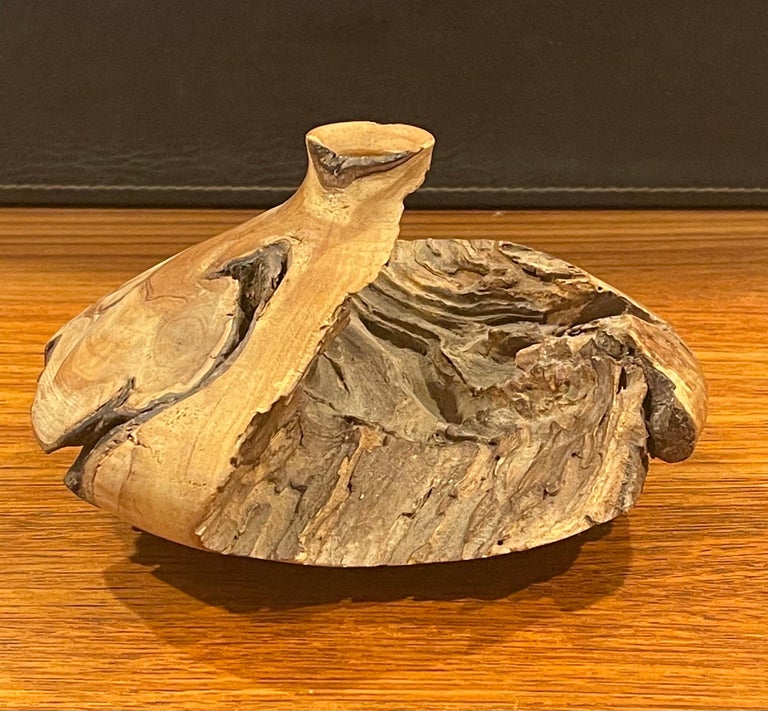 Natural Burl Wood Rustic Low Vase For Sale at 1stDibs