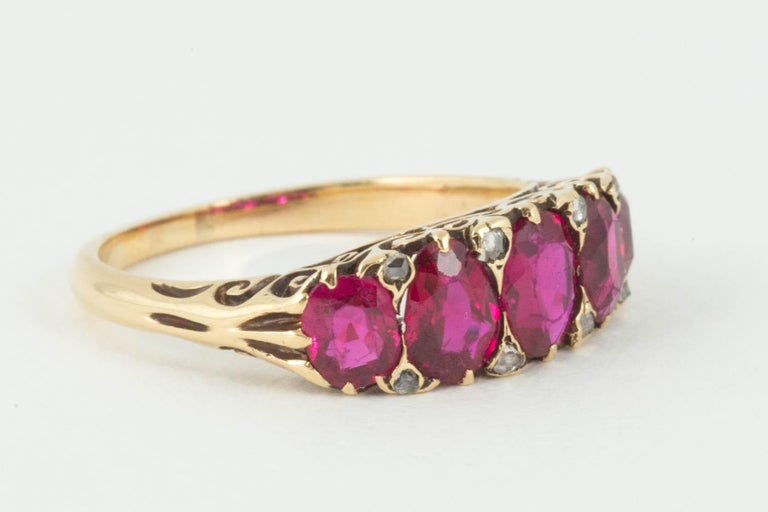 Natural Burma 5-Stone Ruby Ring at 1stDibs