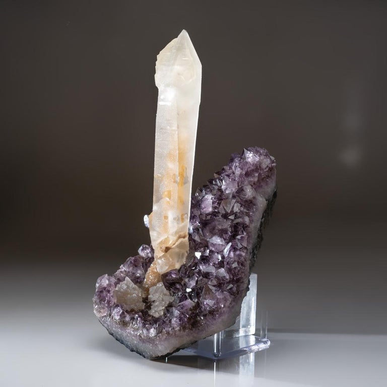 Natural Calcite on Amethyst Cluster For Sale at 1stDibs
