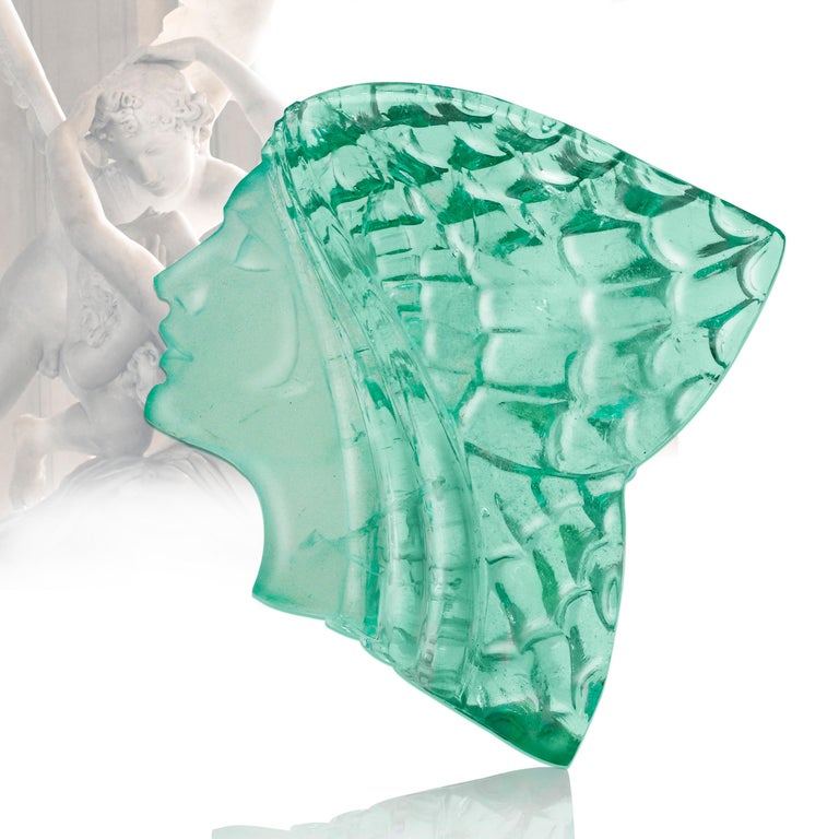 Natural Carved No Oil Emerald Greek Goddess Psyche For Sale at 1stDibs