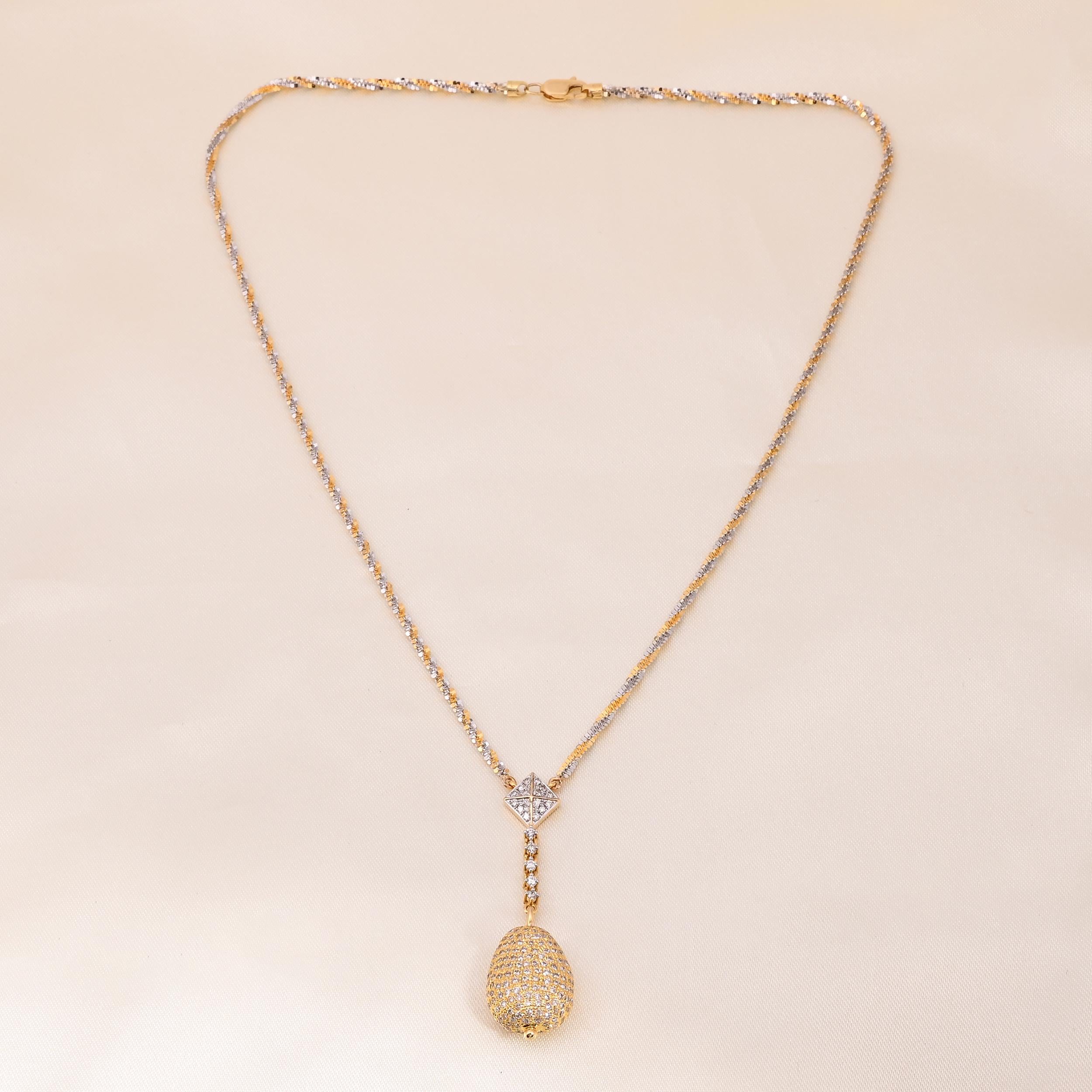 Natural Chain Necklace with diamond 2.21 cts in 18k gold For Sale at ...