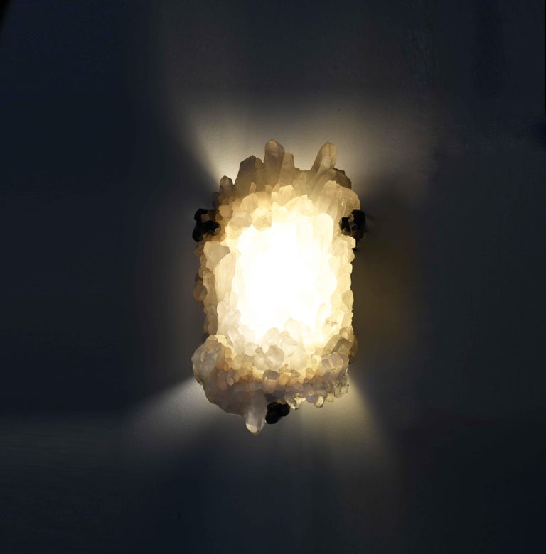 Natural Clusters Rock Crystal Sconces by Phoenix at 1stDibs