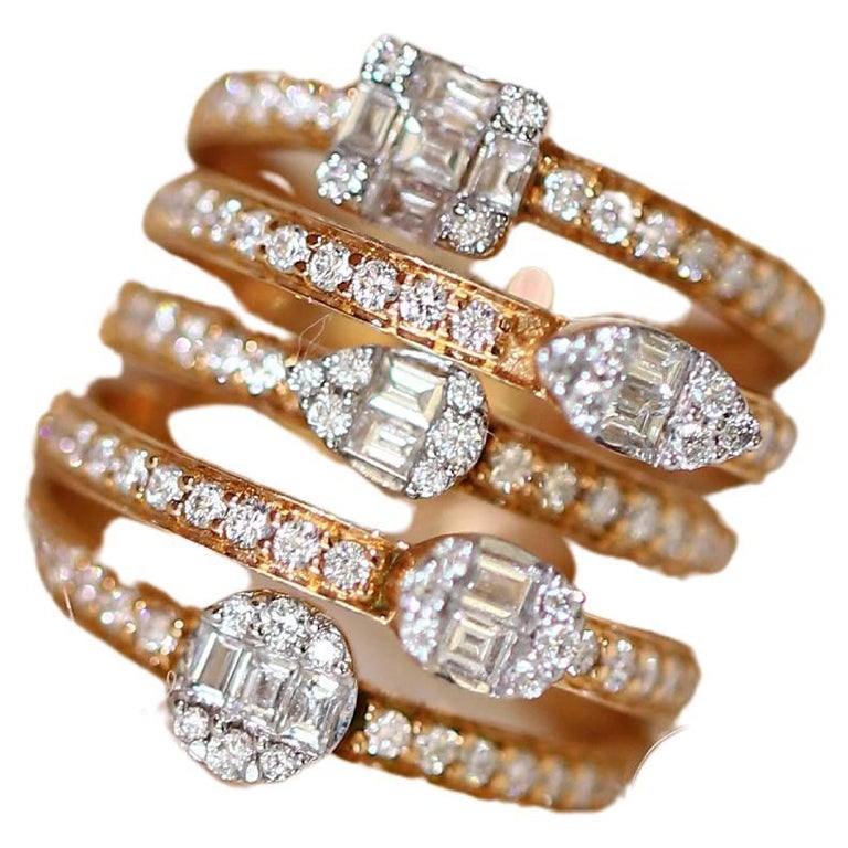 Natural cocktail Diamond ring with 1.72 carats diamonds in 18k Gold For ...