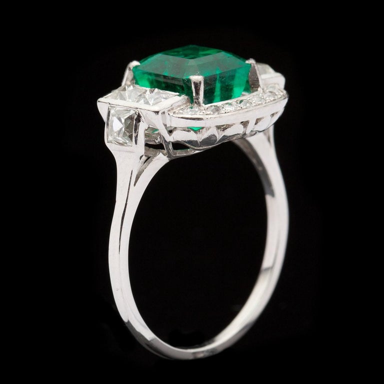 Customizable Natural Colombian 18K Gold Emerald Engagement Ring For Sale at 1stDibs