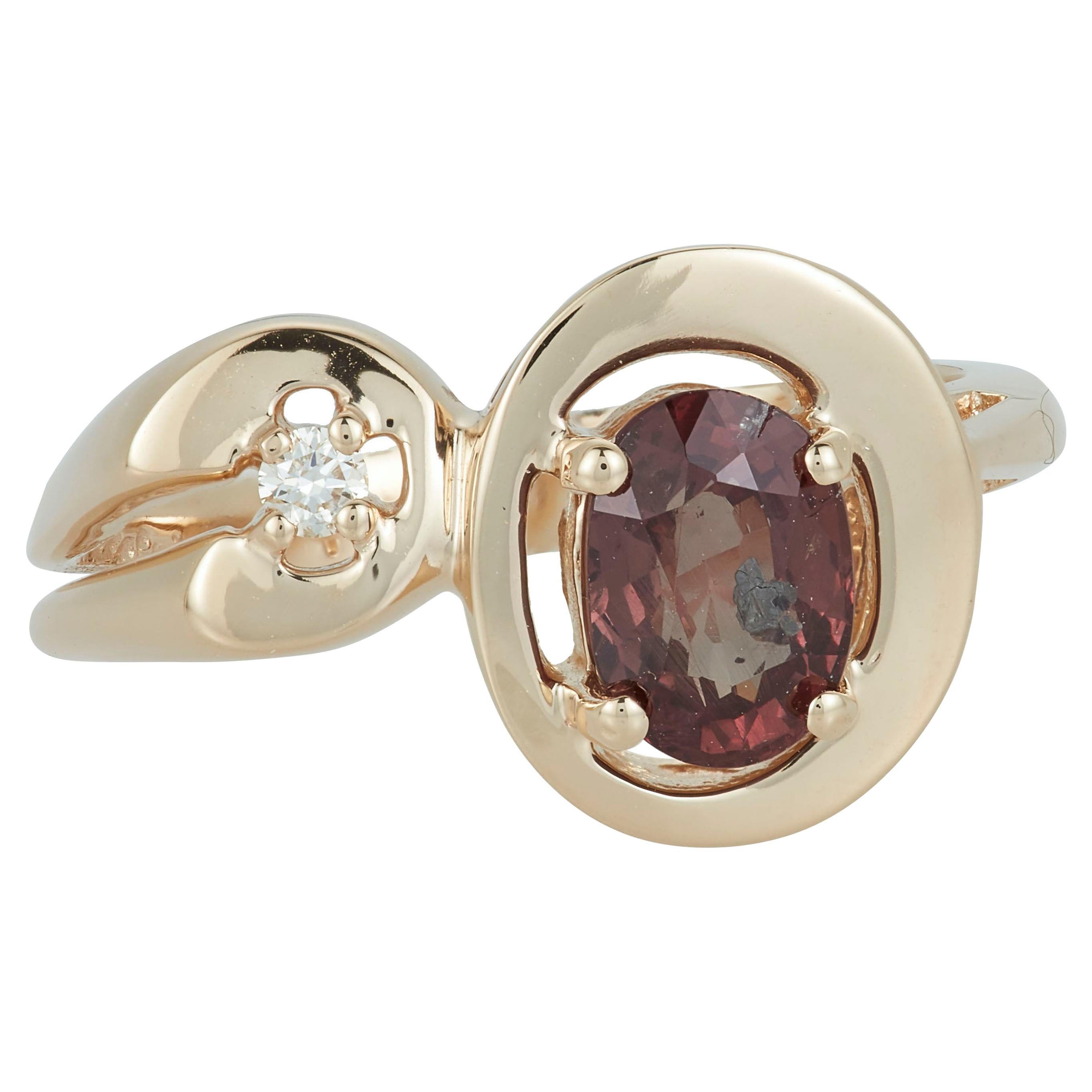1 Carat Natural Color Change Anatolite and Diamond Ring at 1stDibs
