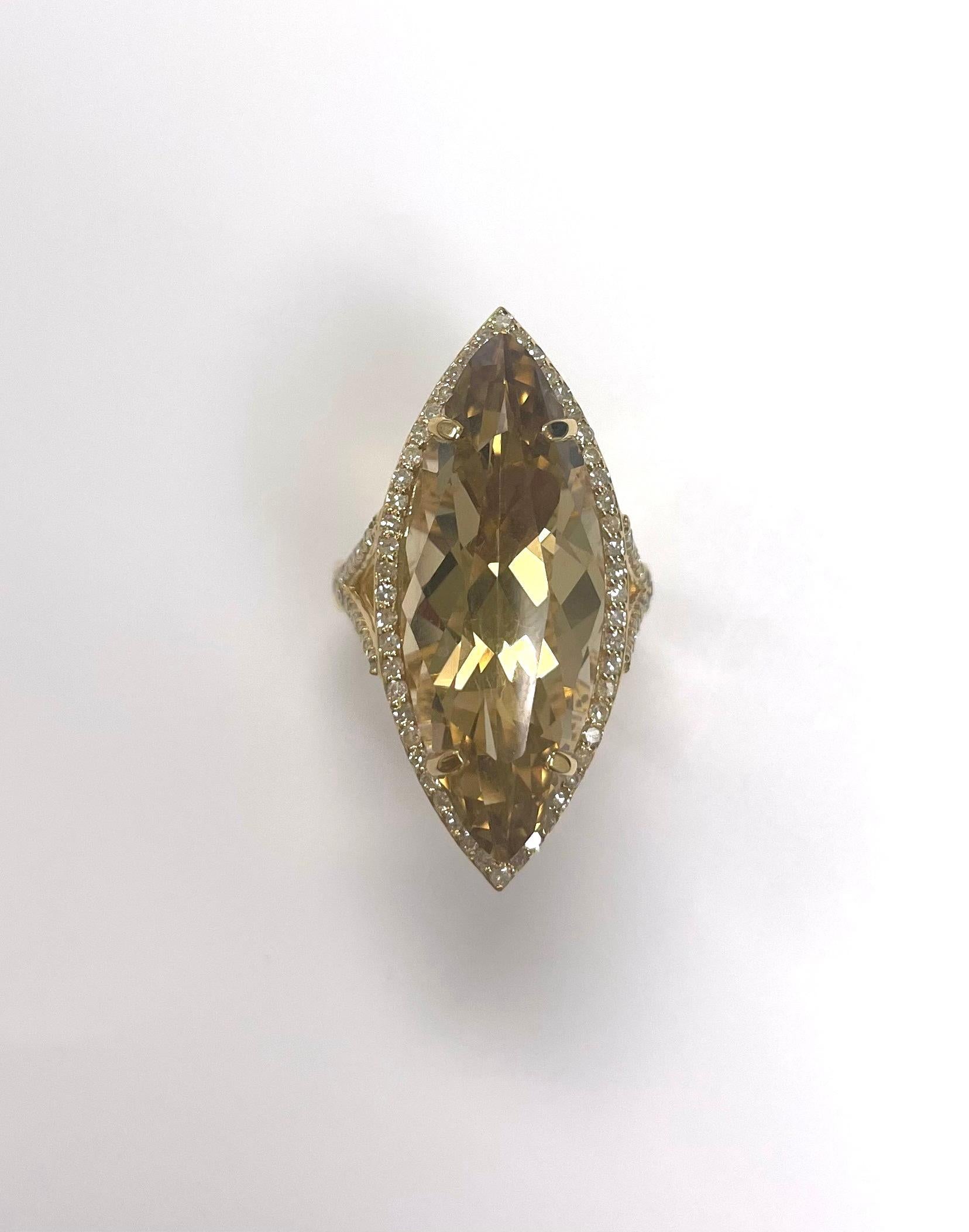 Natural Color Citrine with Pave Diamonds Paradizia Ring For Sale at ...